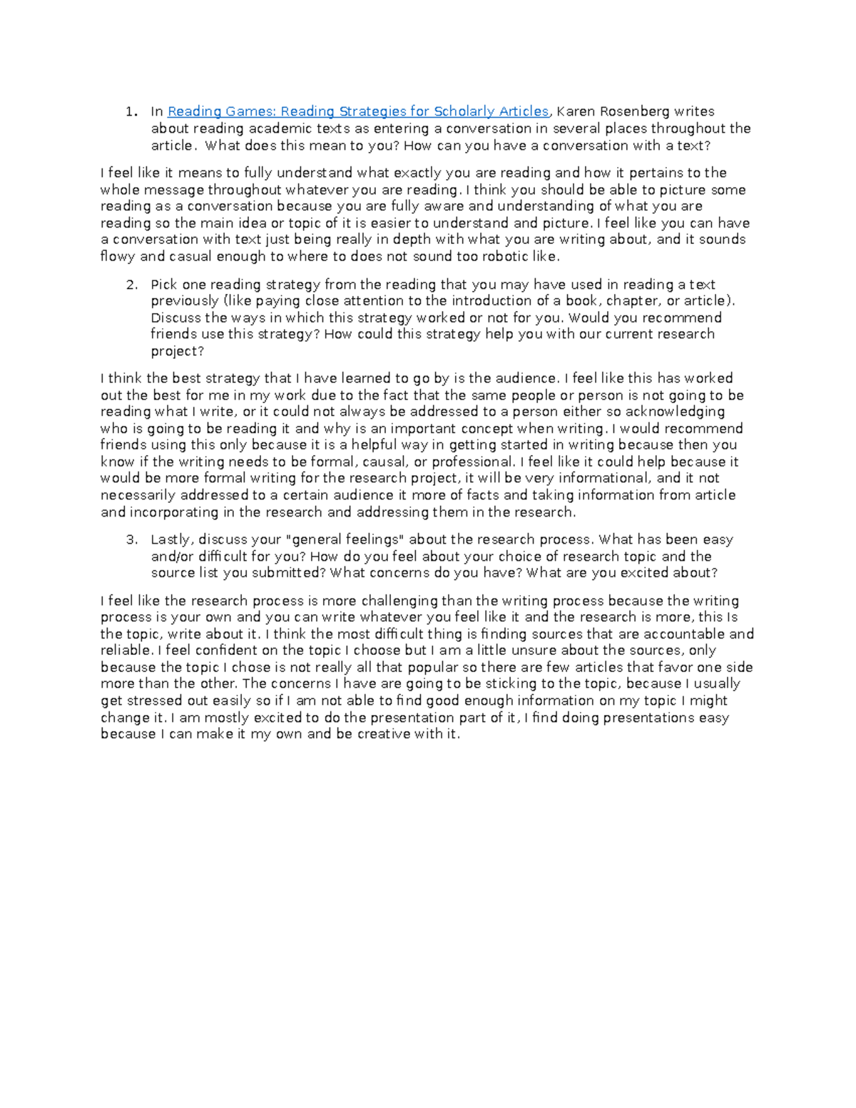 Daily Writing - 1. In Reading Games: Reading Strategies for Scholarly ...