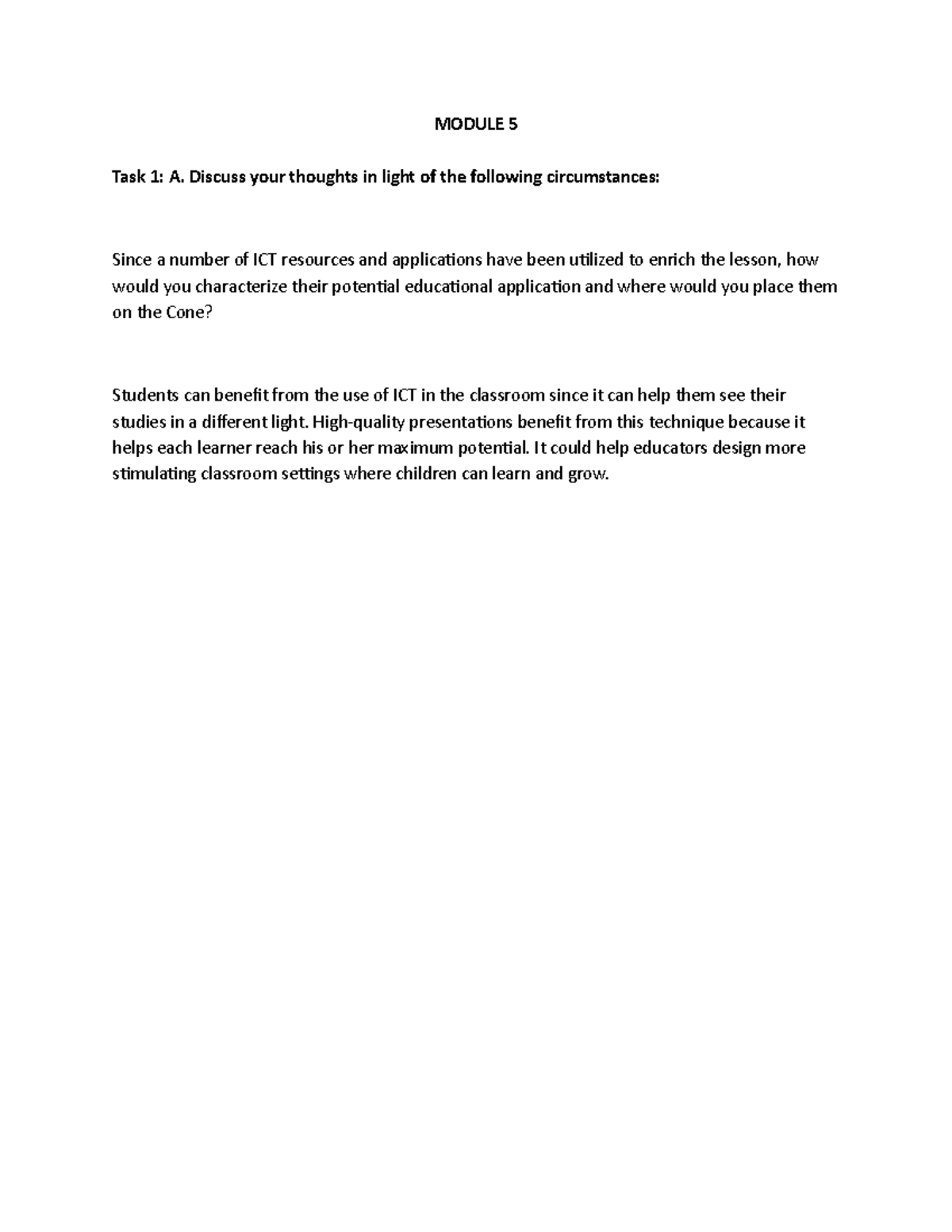 Activity TTL 3 - Technology for Teaching and Learning - MODULE 5 Task 1 ...