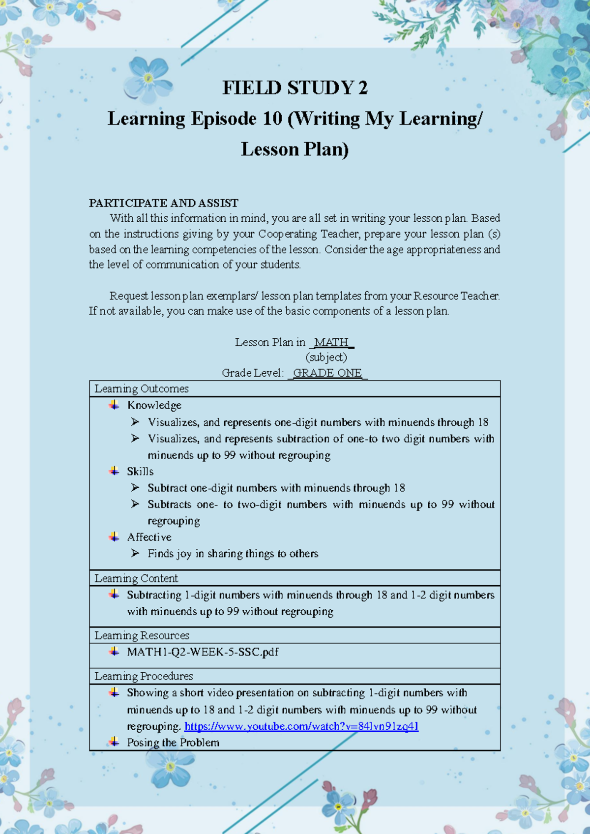 Field Study 2 Learning Episode 10 - FIELD STUDY 2 Learning Episode 10 ...