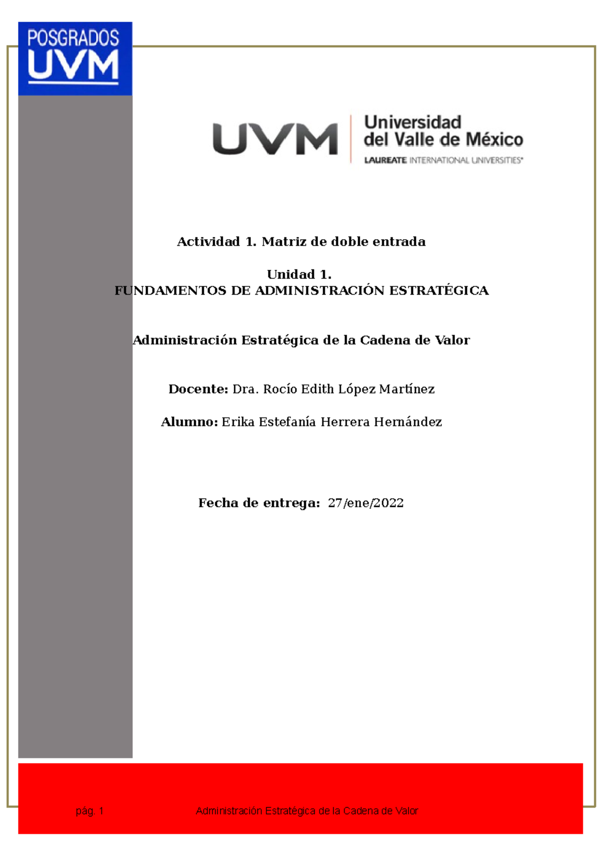 A#1 EEHH - Actividad 1. Matriz de doble entrada Unidad 1. FUNDAMENTOS ...