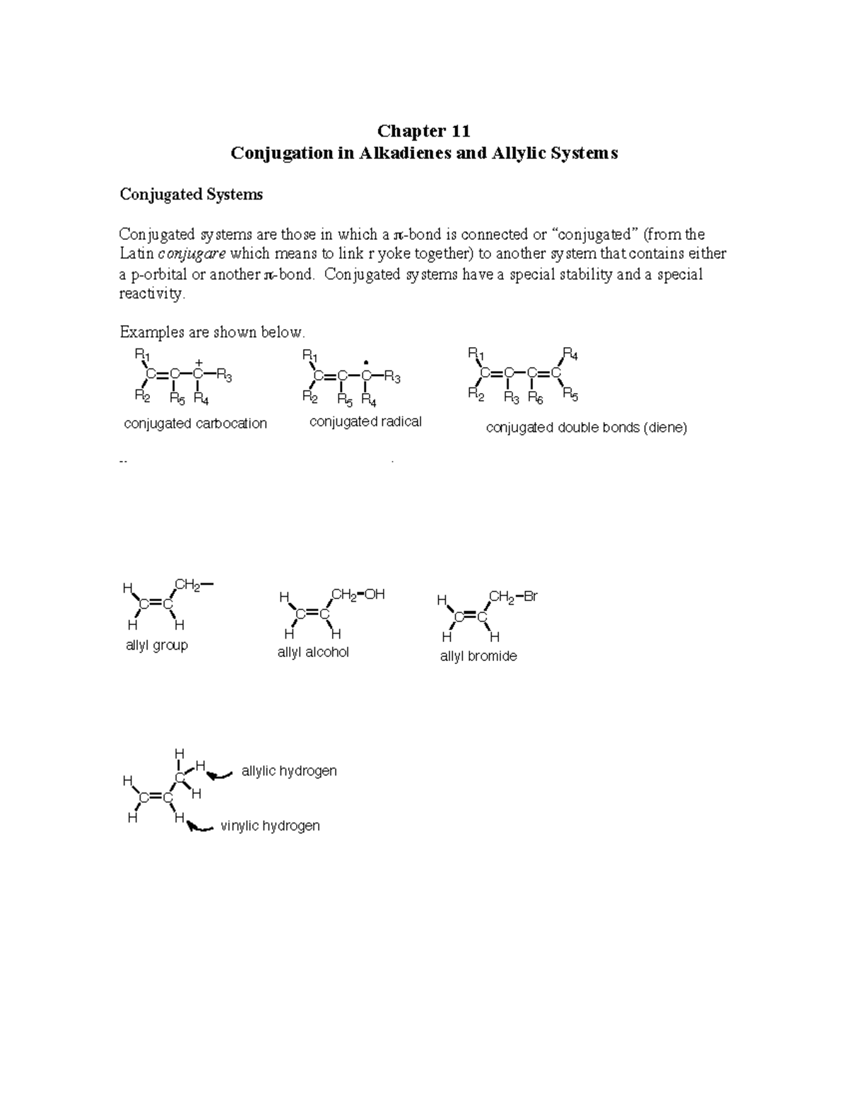 Chapter 11 Conjugation in Alkadienes and Allylic Systems - CH. 11 1 ...