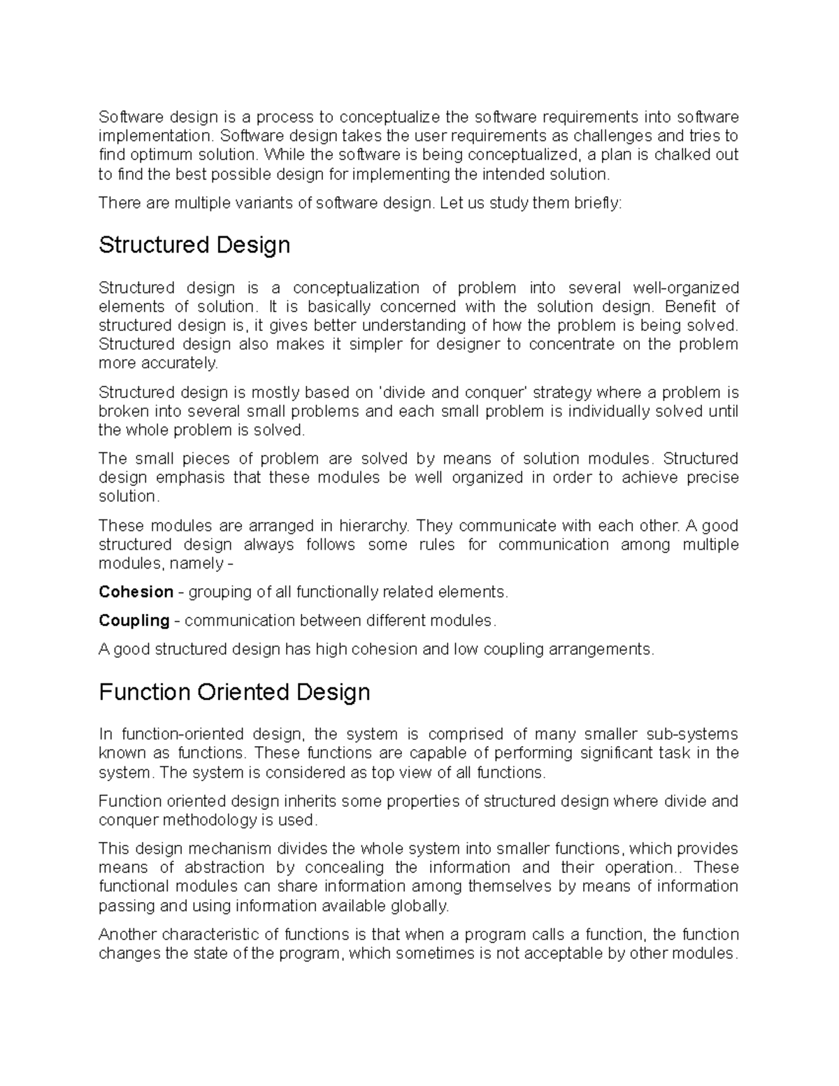 8sw - Software design is a process to conceptualize the software ...