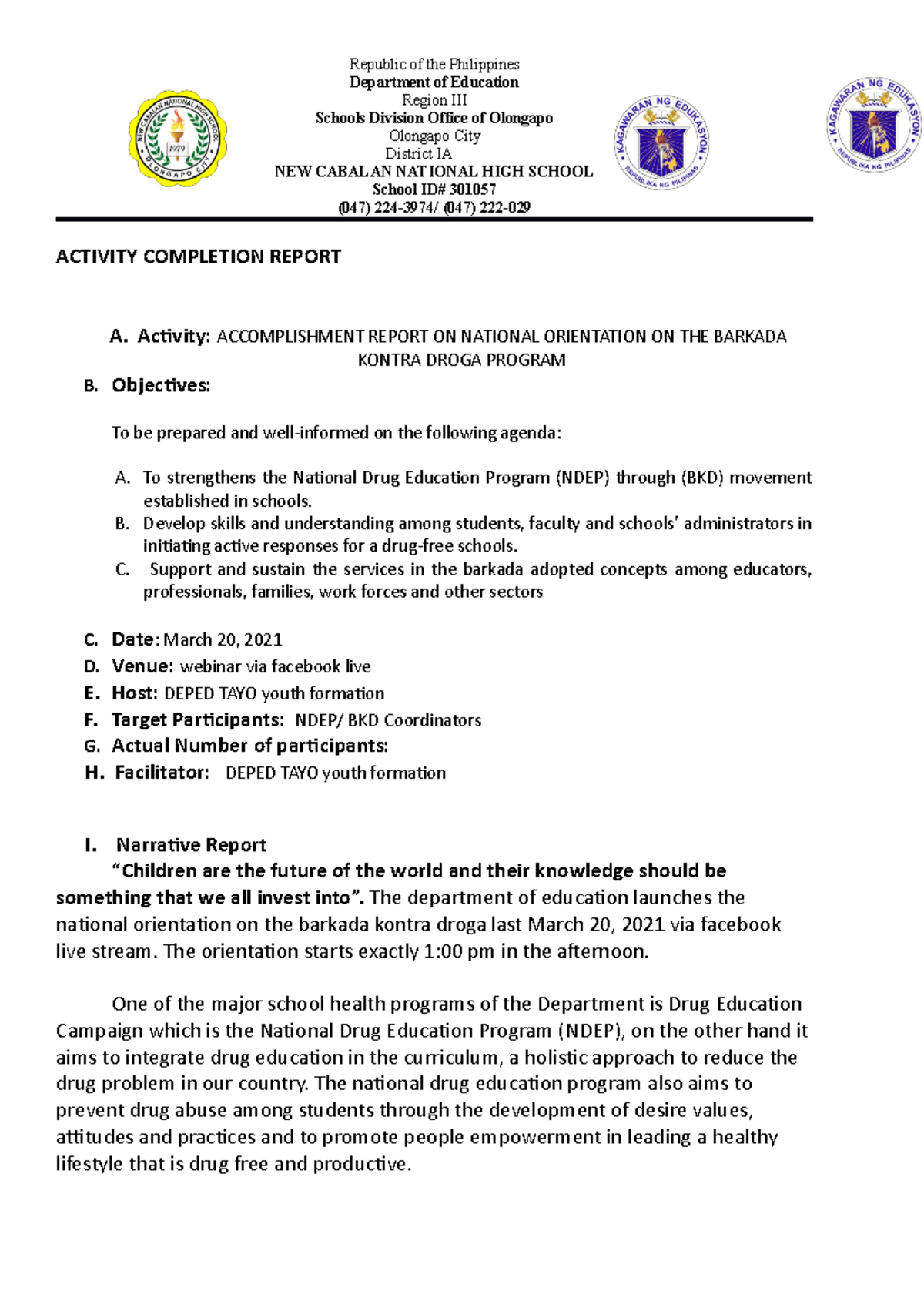JCM FGD ACR BKD - Republic of the Philippines Department of Education ...