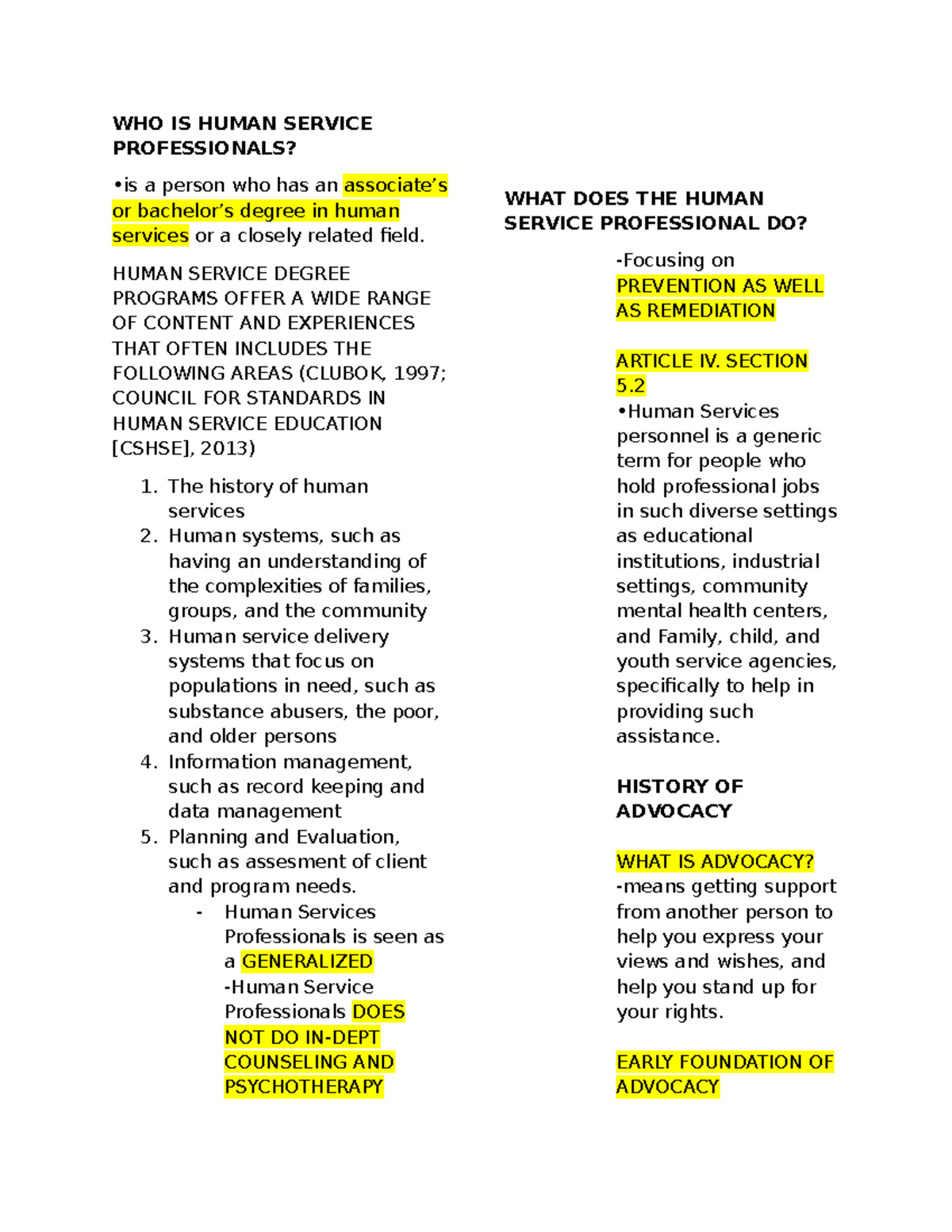 HS- Reviewer - WHO IS HUMAN SERVICE PROFESSIONALS? •is a person who has ...