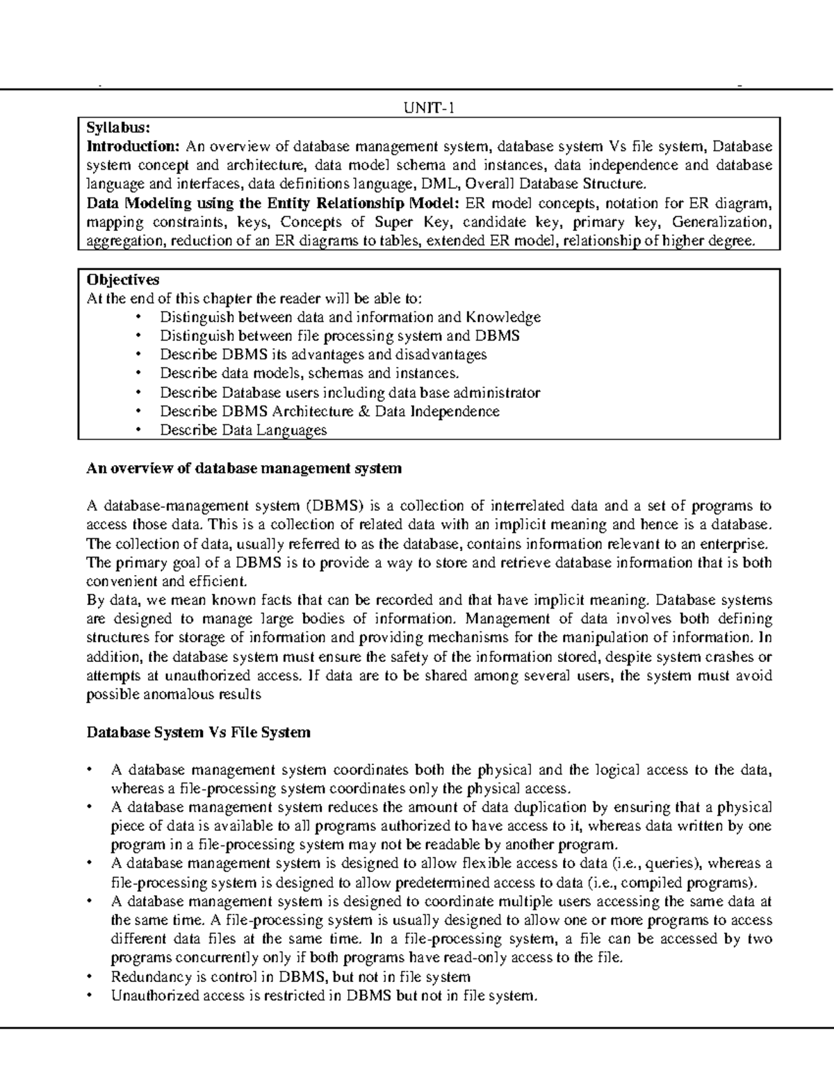 Dbms unit 1-2 - this is lecture notes - Subject Code: (NCS-502 ... Dbms unit 1-2 - this is lecture notes - Subject Code: (NCS-502 ...