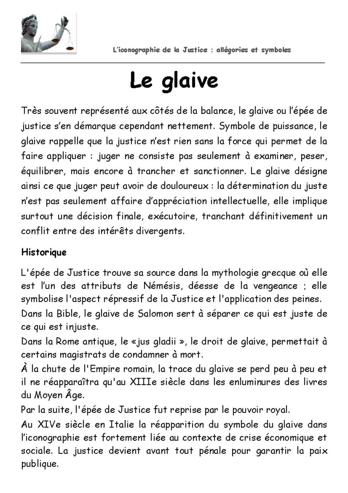 Le-glaive - Symbole du Droit - L’iconographie de la Justice ...