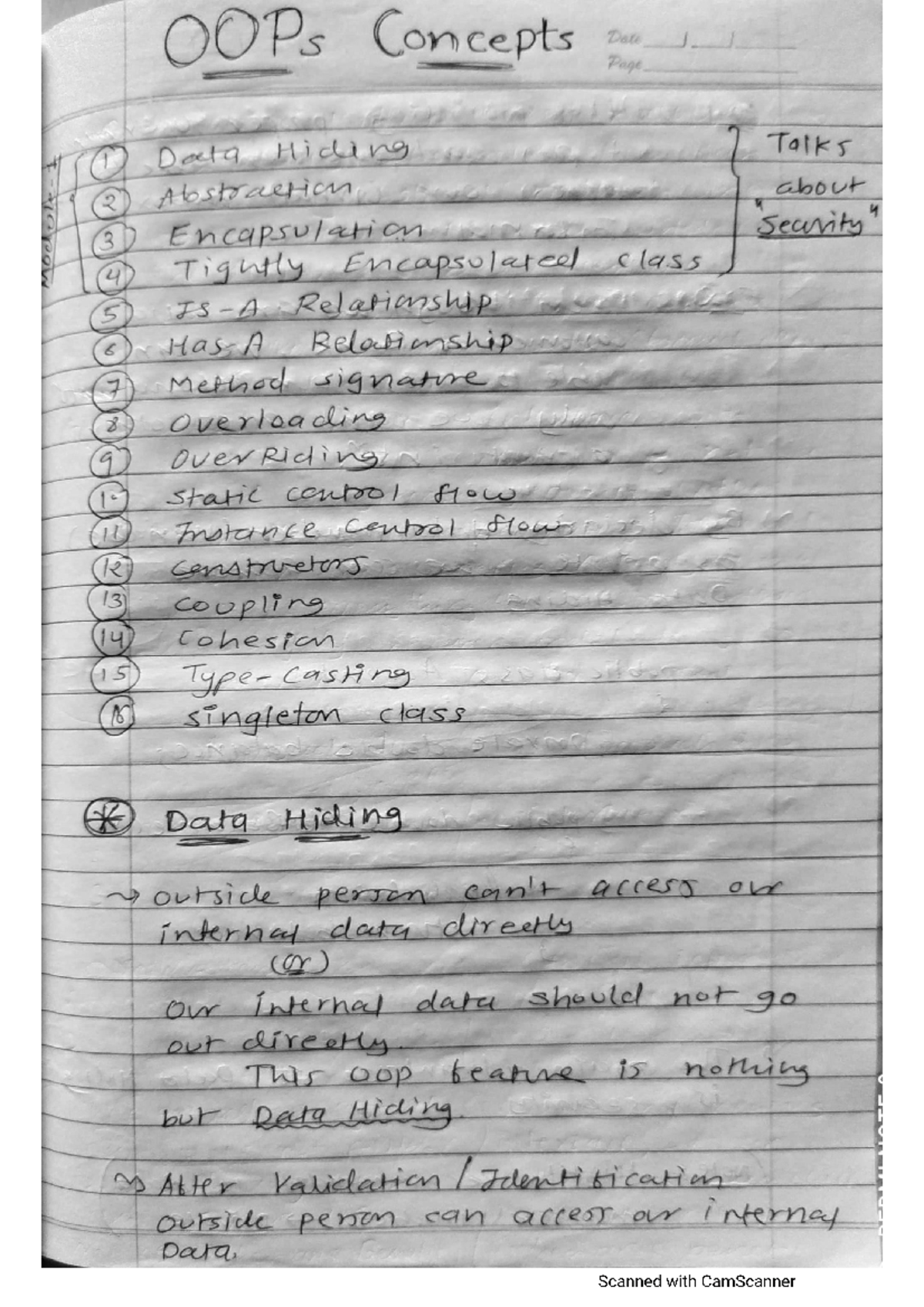 Chap05 - OOPS Concepts - oops notes - OOPs Concepts Date Page 1 Data ...