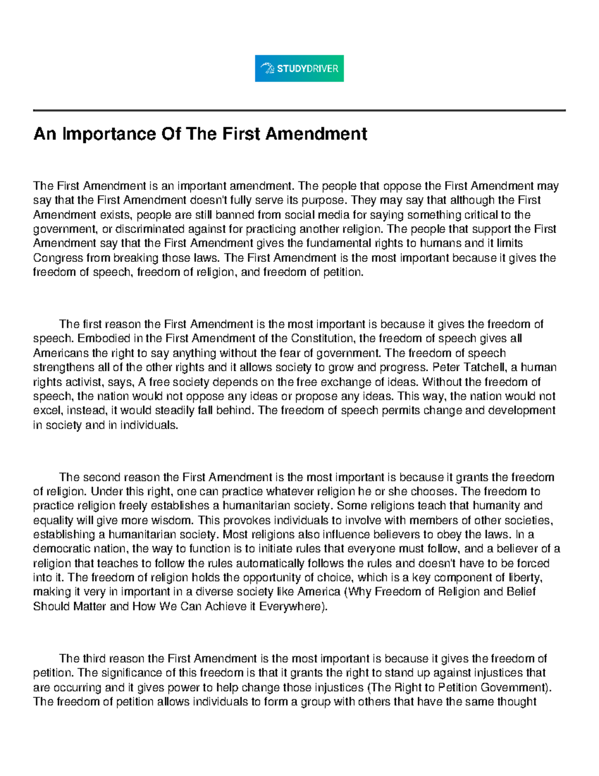 An Importance Of The First Amendment - The people that oppose the First ...