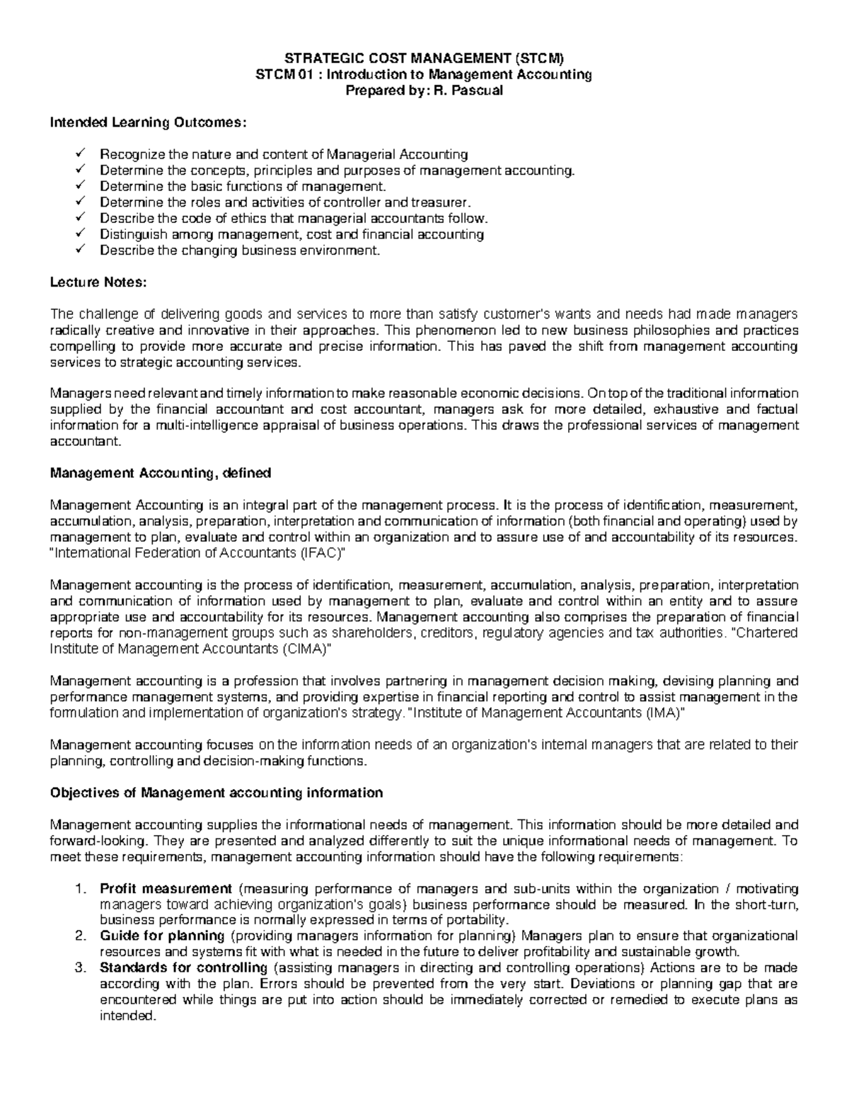 STCM-01Introductionto Management Accounting - STRATEGIC COST MANAGEMENT ...