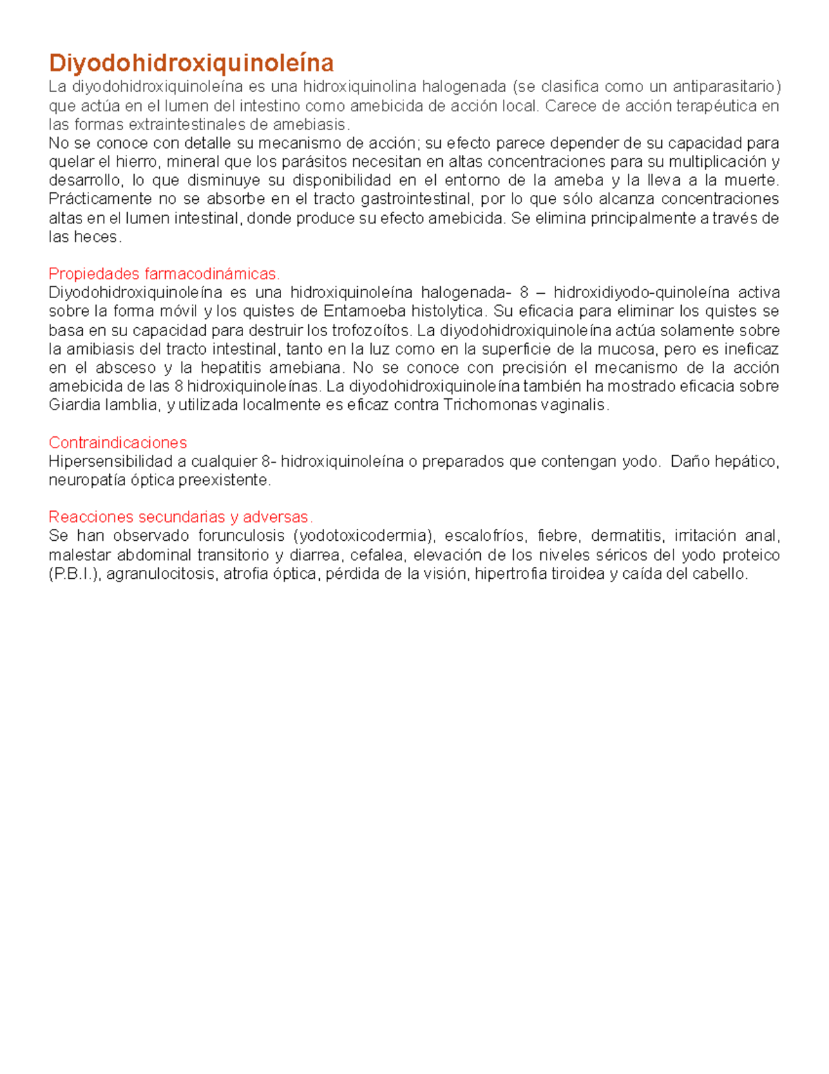 Diyodo - apunte diyohidroxiquinoleina - Diyodohidroxiquinoleína La ...