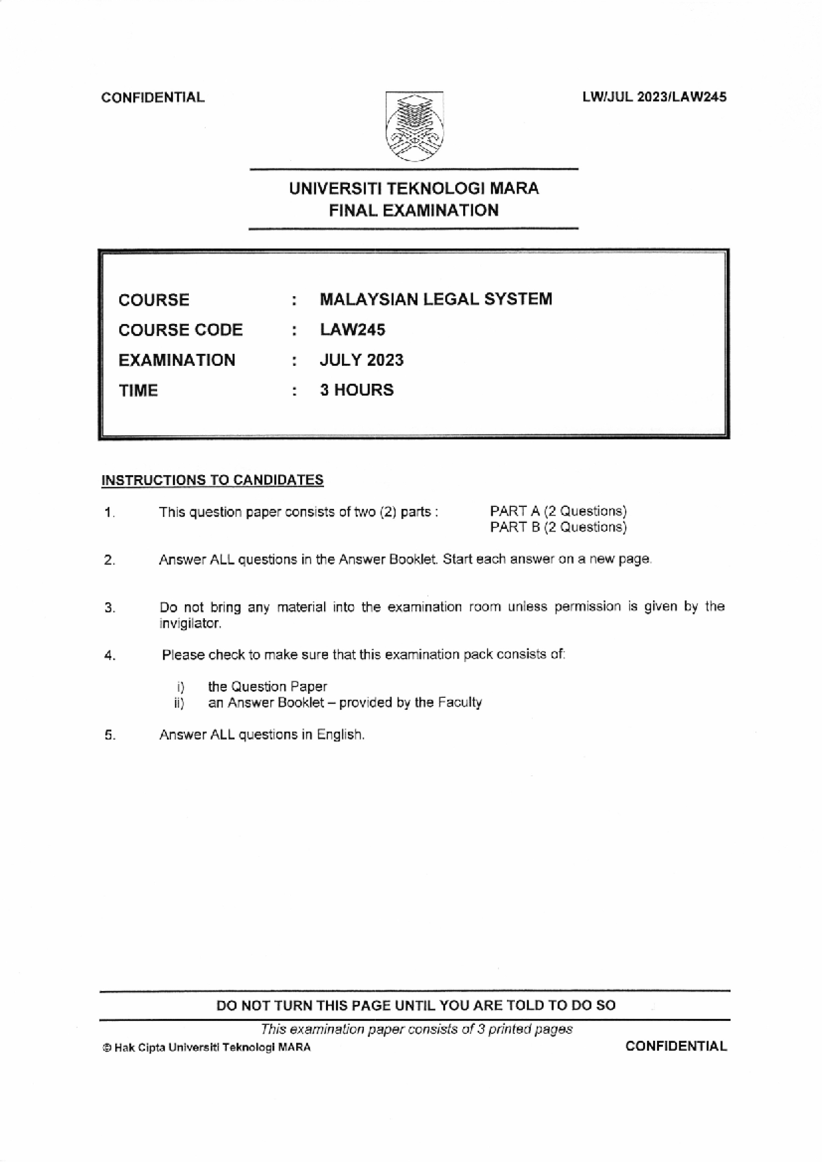 Faculty LAW 2023 Session 2 - PRA- Diploma DAN Diploma LAW245 ...