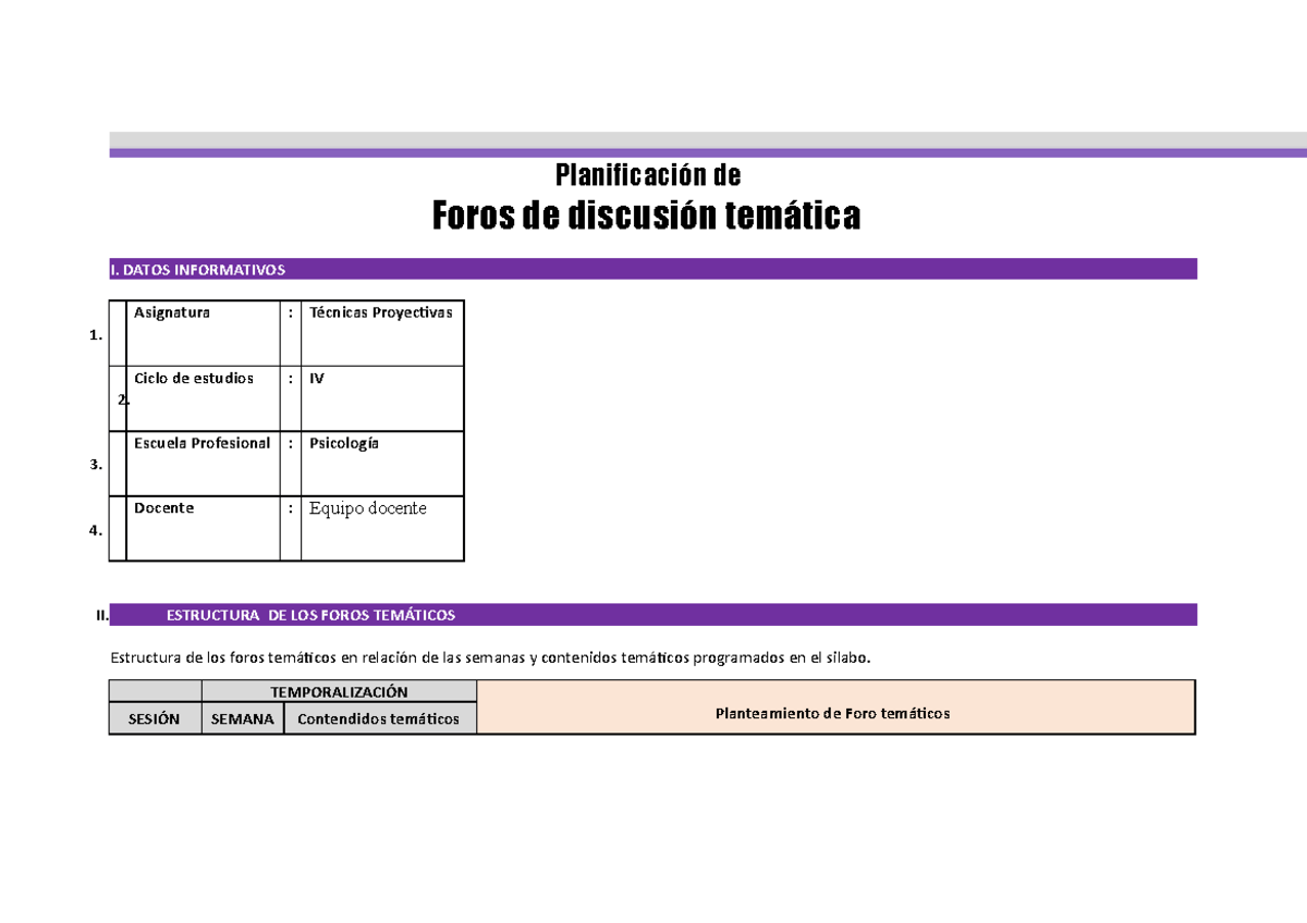 FORO Tematico Sesion 6(1) - Planificación de Foros de discusión ...