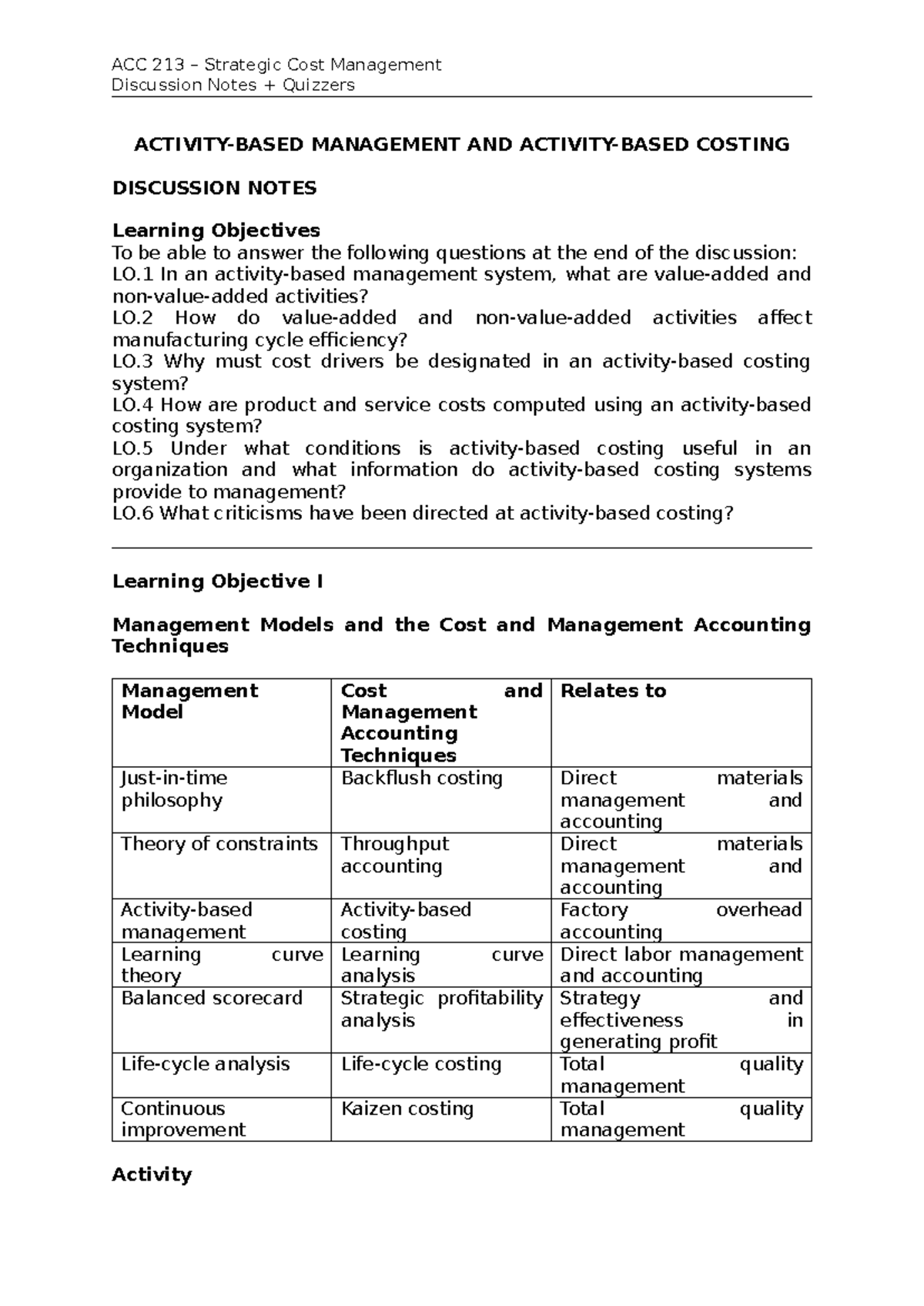 ACC-213 Discussion-Notes ABC - Discussion Notes + Quizzers ACTIVITY ...