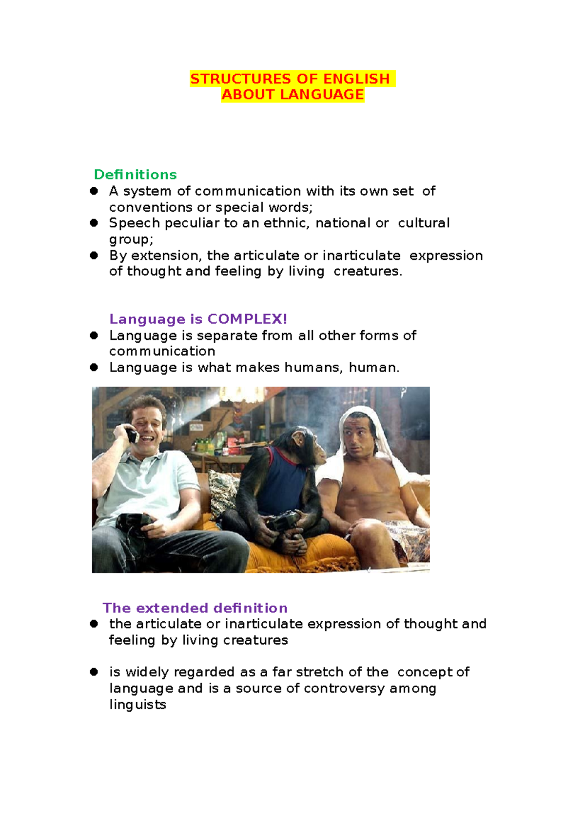 Language - About structures of modification - STRUCTURES OF ENGLISH ...