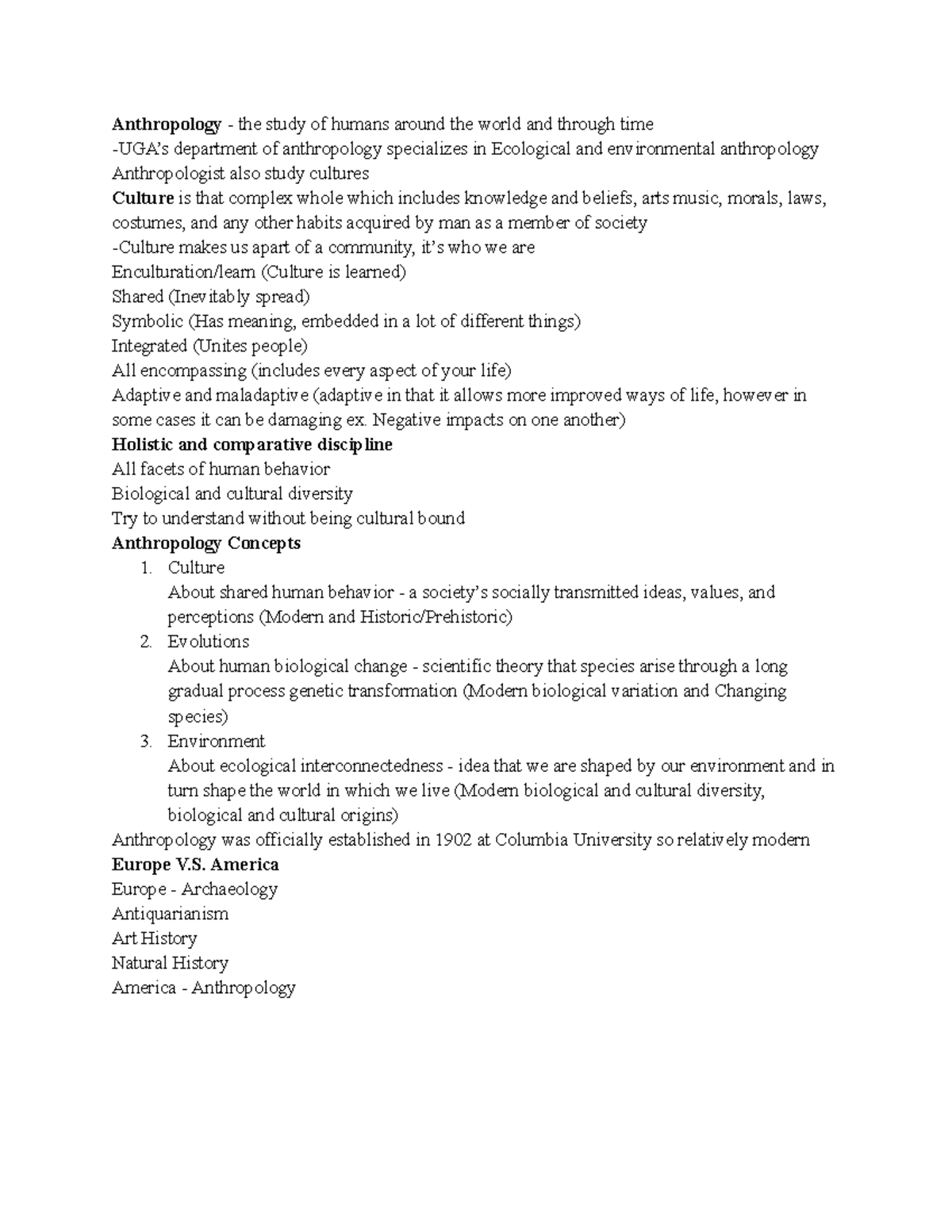 Anthropology Unit 1 notes - Anthropology - the study of humans around ...