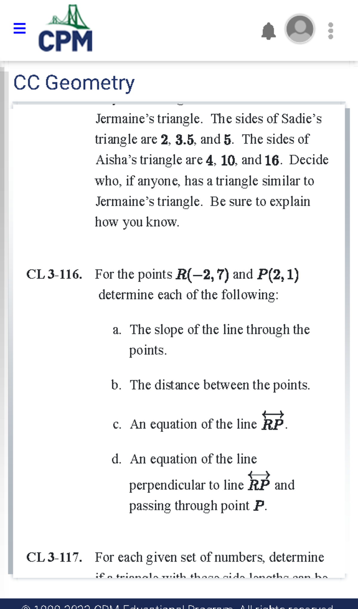 CPM e Books - CC Geometry Lesson 3 - CC Geometry they have triangles ...