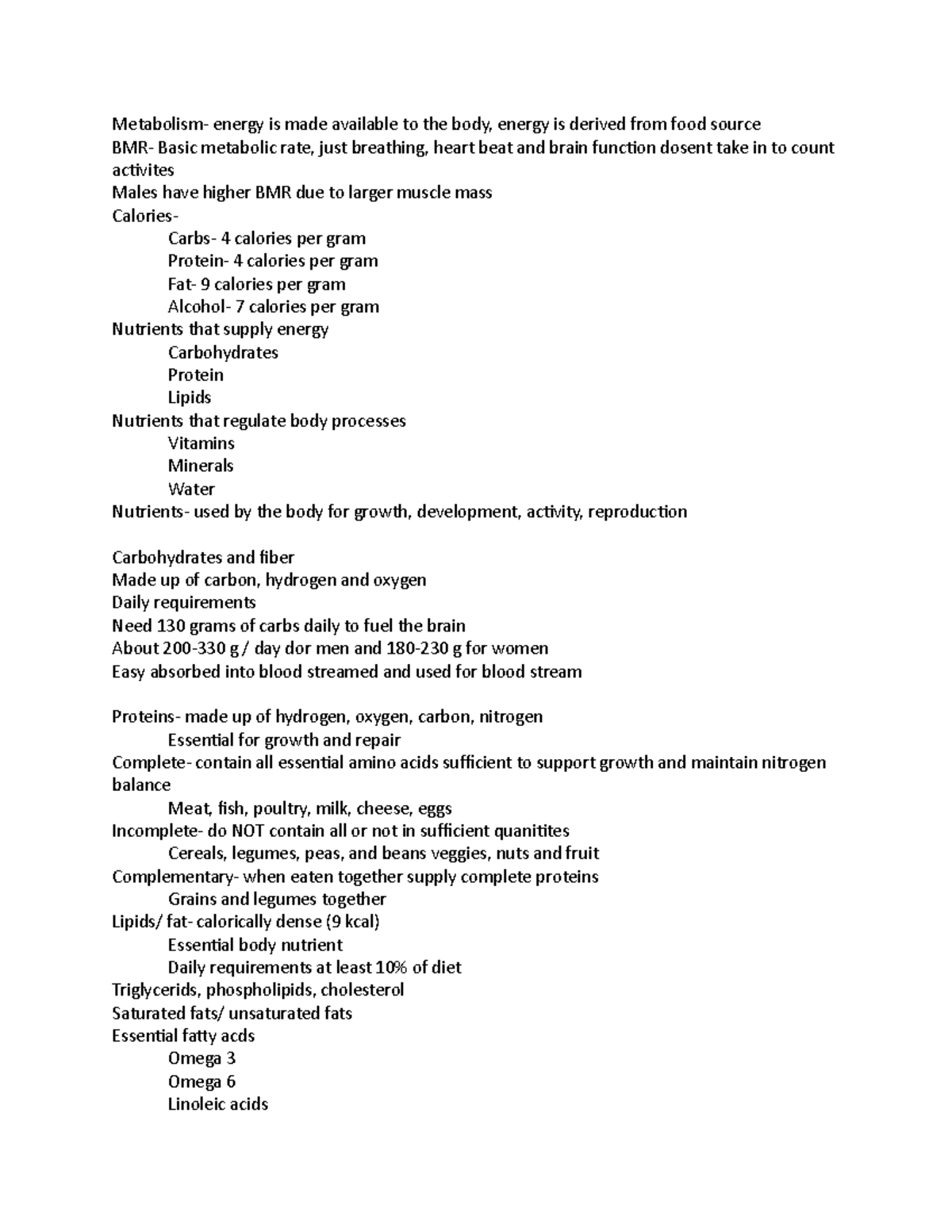 Fundamental notes 3.2 - Metabolism- energy is made available to the ...