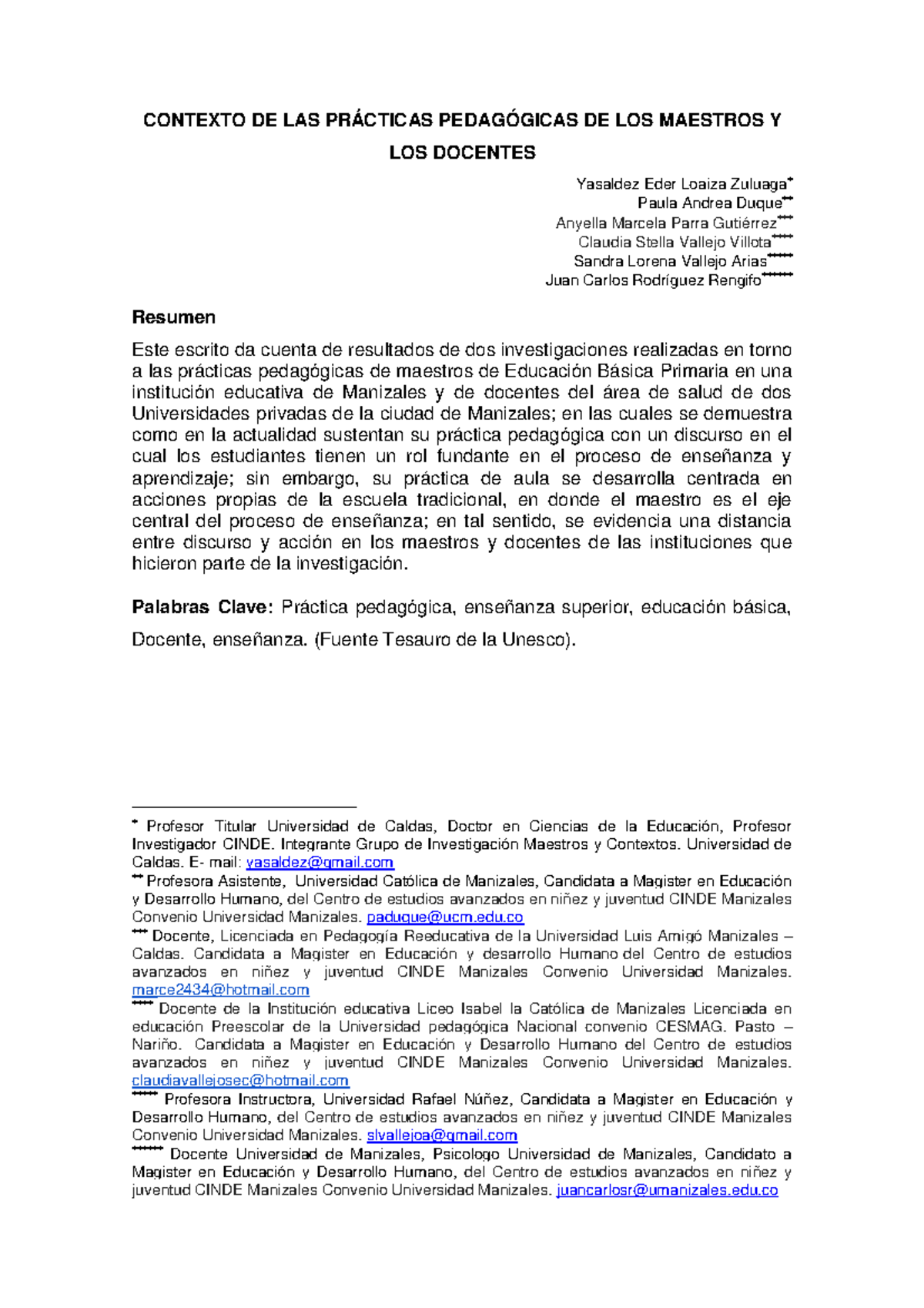 Maestro y docentes - trabajo escito - CONTEXTO DE LAS PRÁCTICAS ...