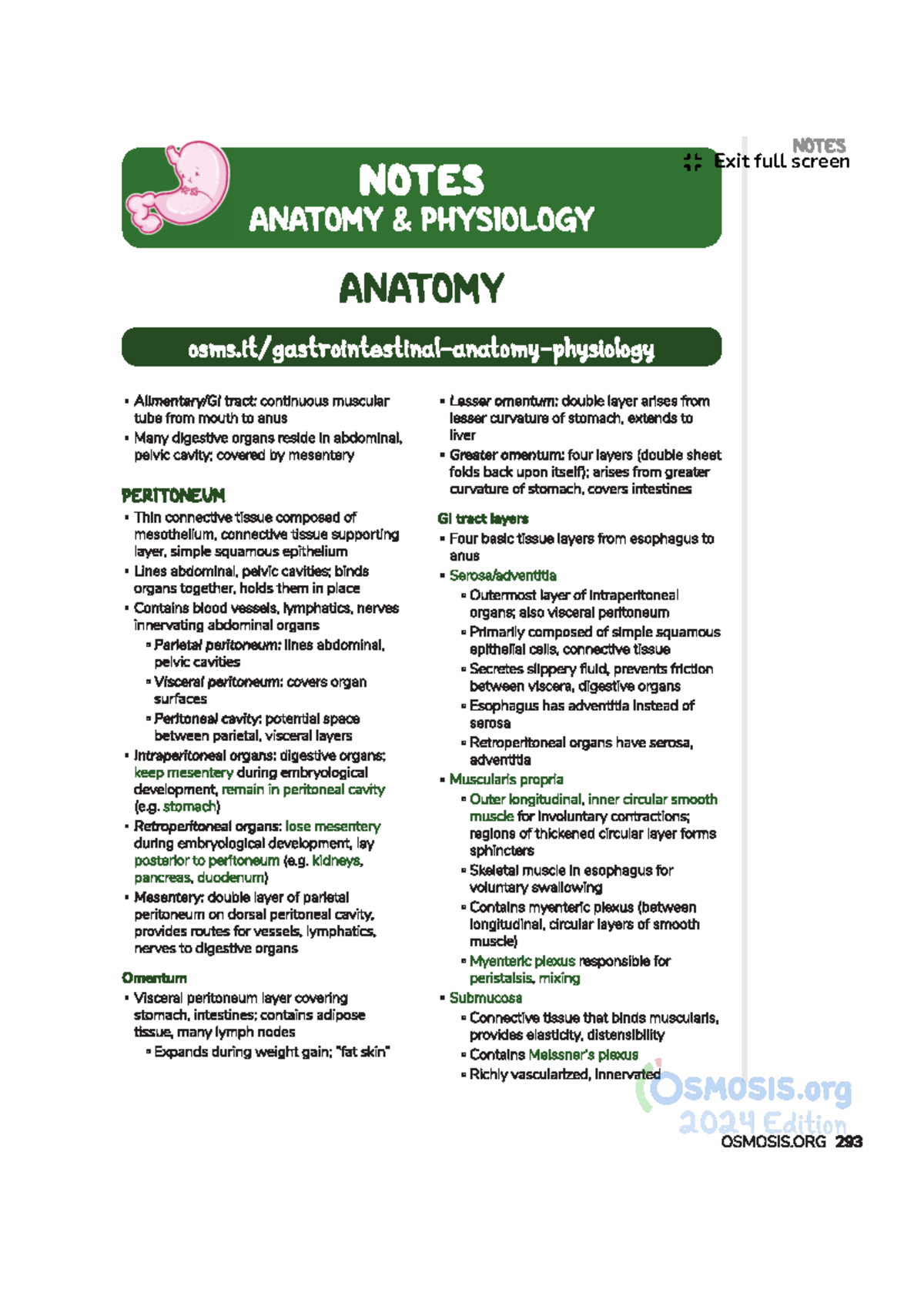 Anatomy and Physiology of the Gastrointestinal System Notes- Diagrams ...