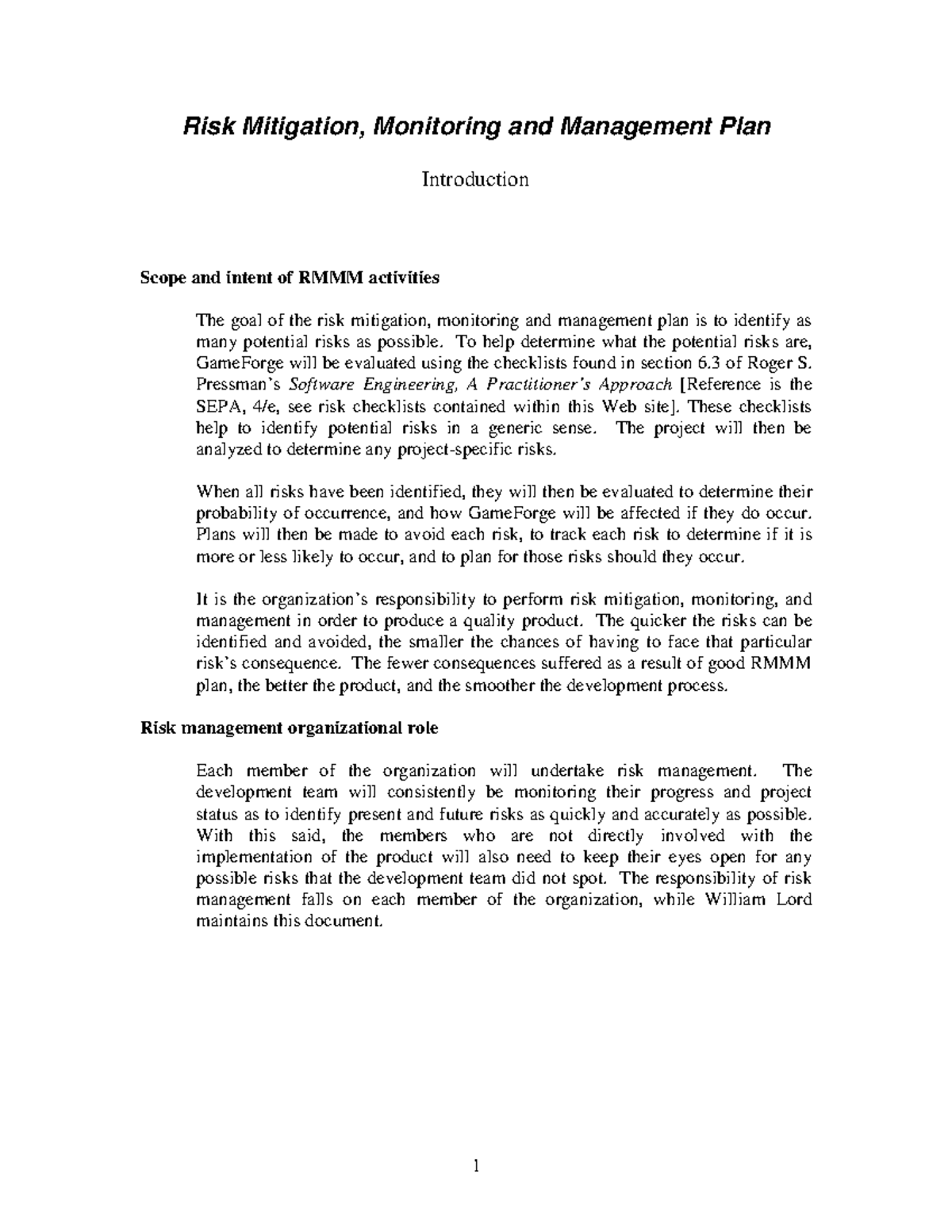 Rmmm - English - Risk Mitigation, Monitoring and Management Plan ...