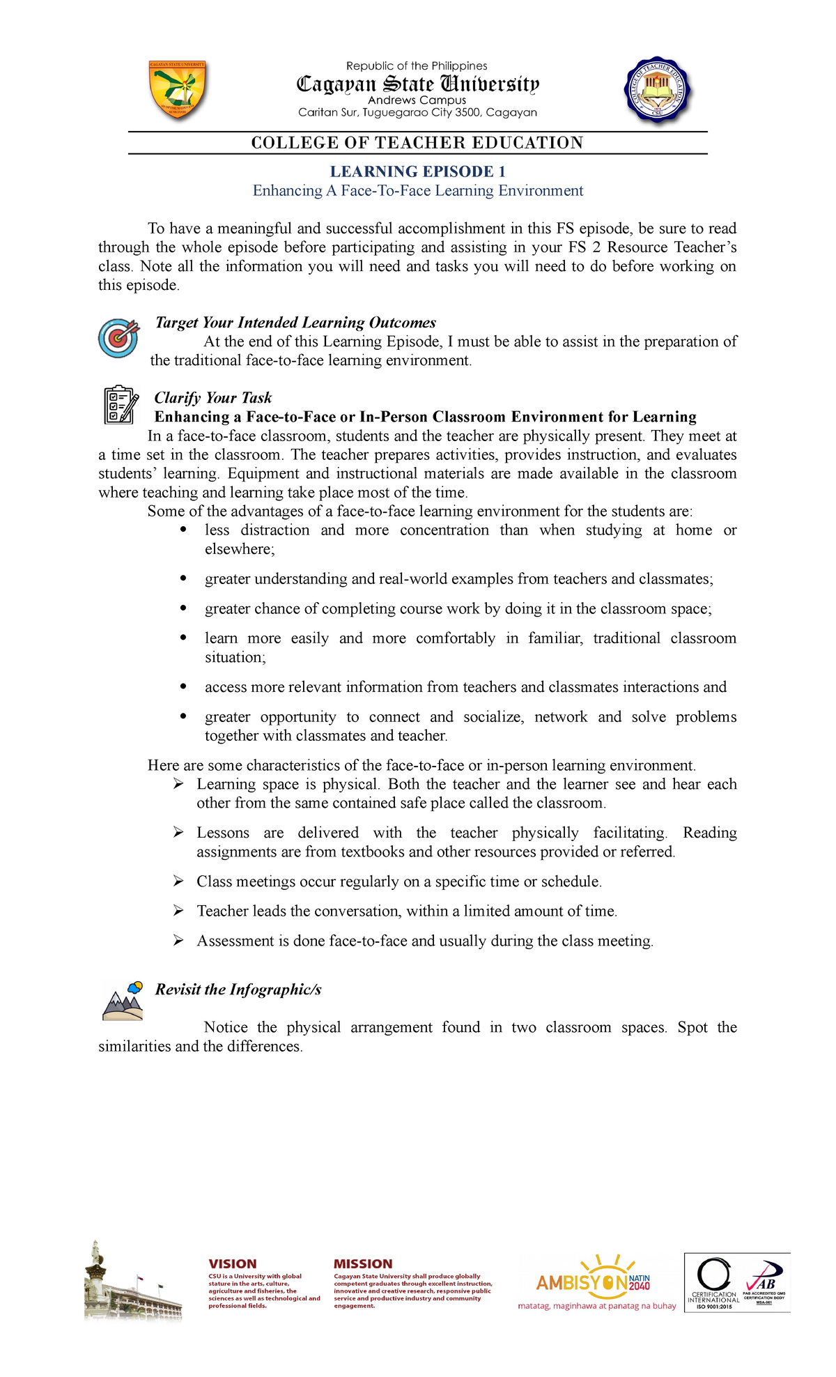 Field Study 2 Learning Episodes - LEARNING EPISODE 1 Enhancing A Face ...