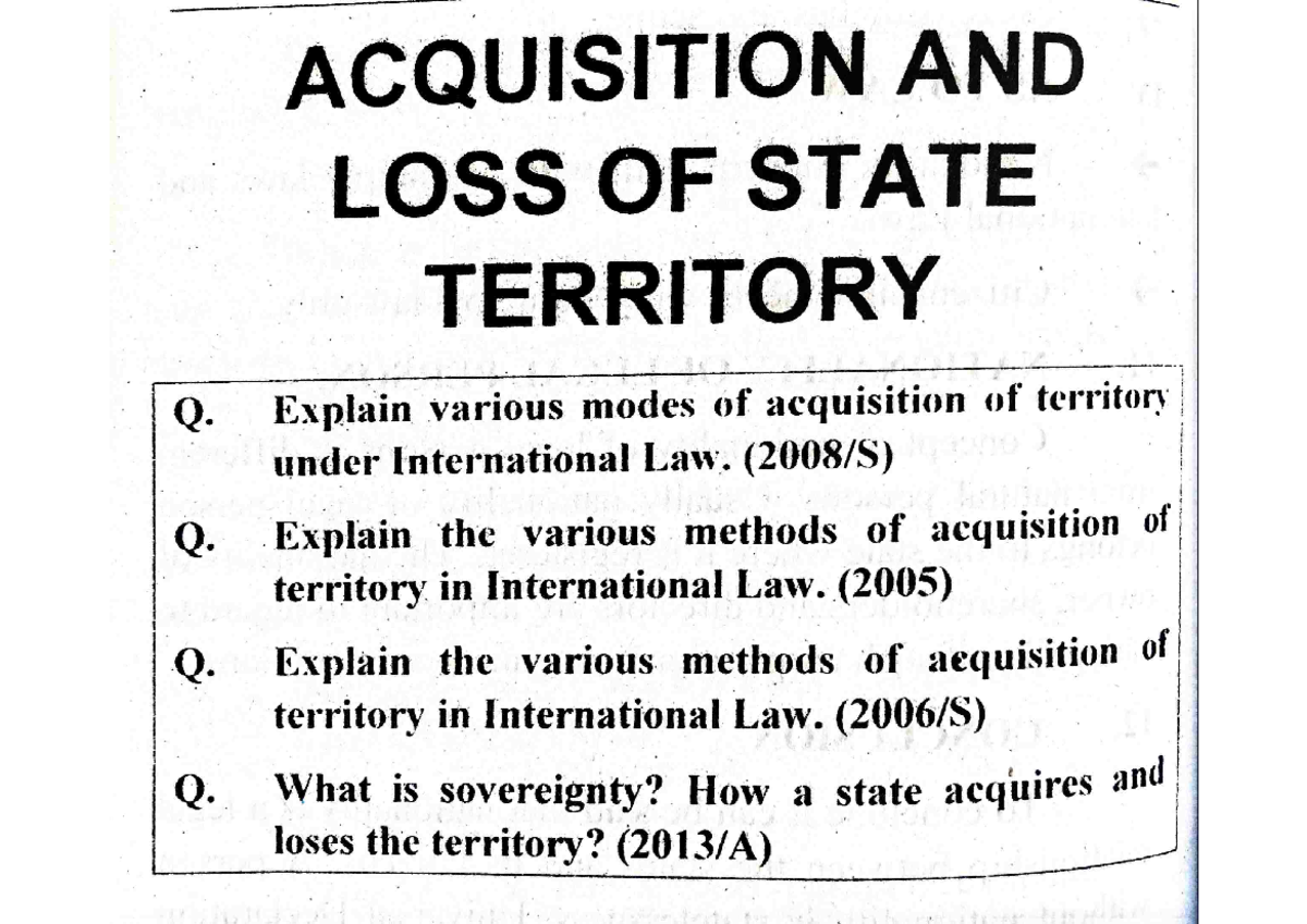 Acquisition & loss of State territory - international human resource ...