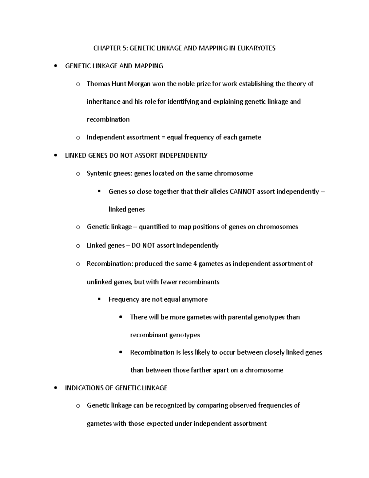 Genetics- Chapter 5 - ppt notes - CHAPTER 5: GENETIC LINKAGE AND ...