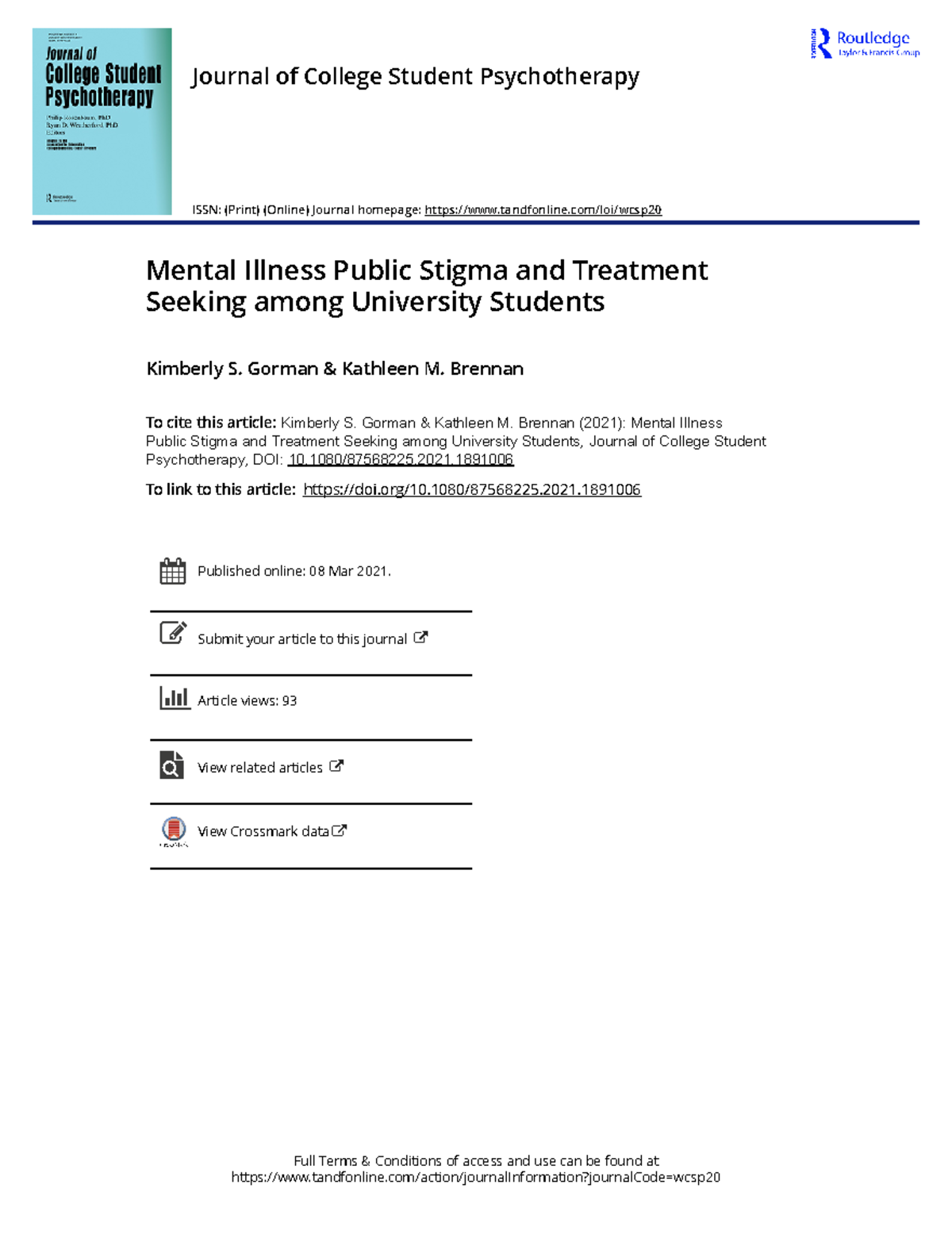 Mental Illness Public Stigma and Treatment Seeking among University ...