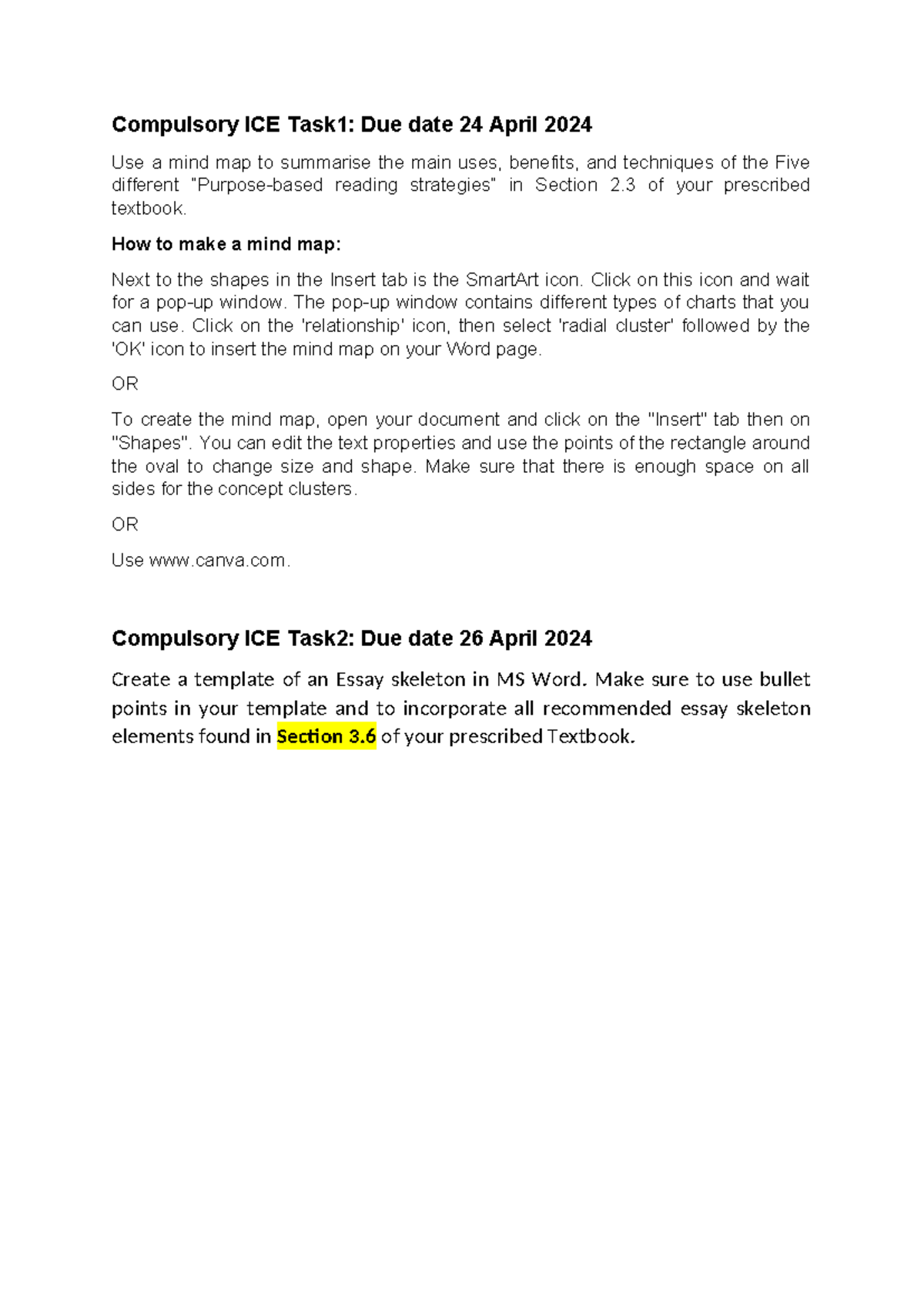 ITSA5111 Compulsory ICE Tasks - Compulsory ICE Task1: Due date 24 April ...