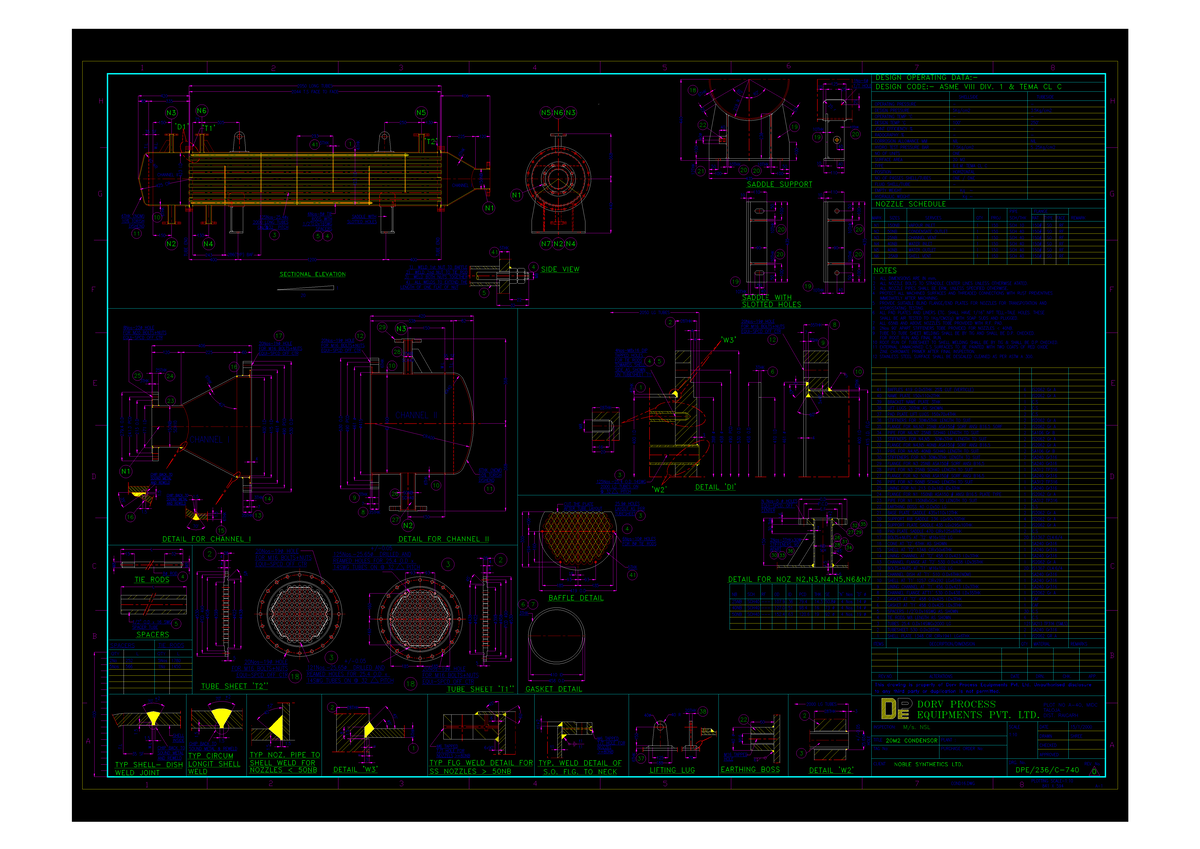 20m2 Condenser - heat exchanger - 3 7 8 DESIGN OPERATING DESIGN ASME ...