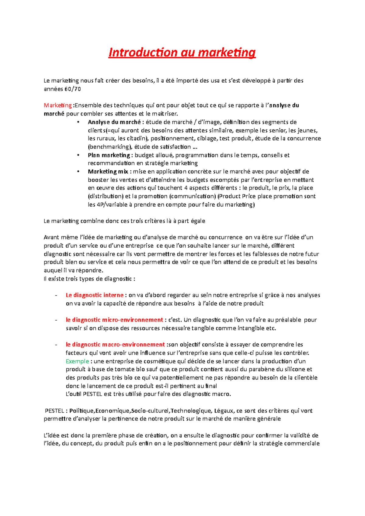 Introduction au marketing FINI - Introduction au marketing Le marketing nous fait créer des ...