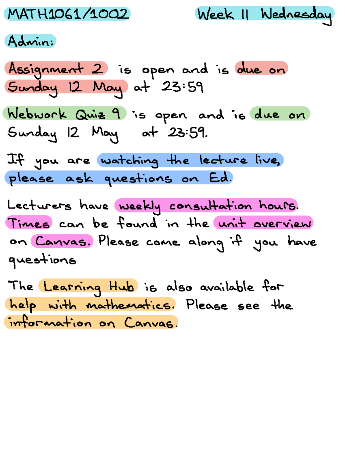 MATH1061 LA Lecture 11 2 b - MATH1002 - Studocu