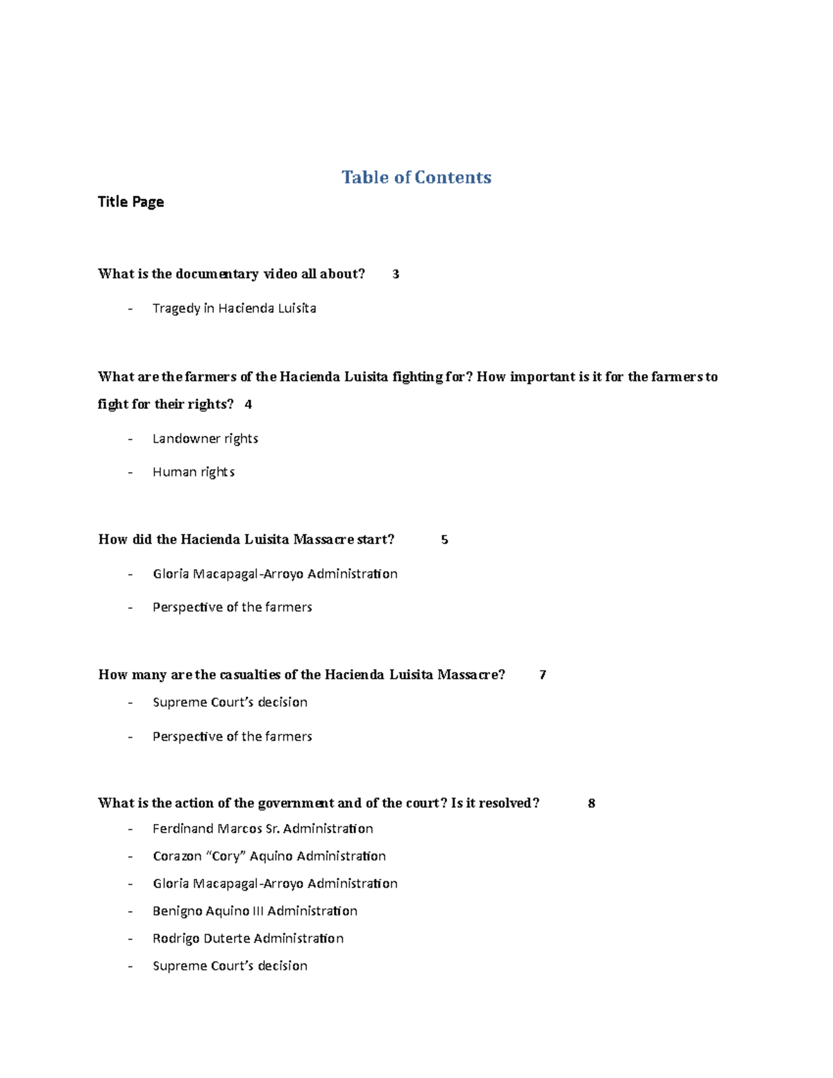Sa Ngalan Ng Tubo Film Analysis - Table of Contents Title Page What is ...