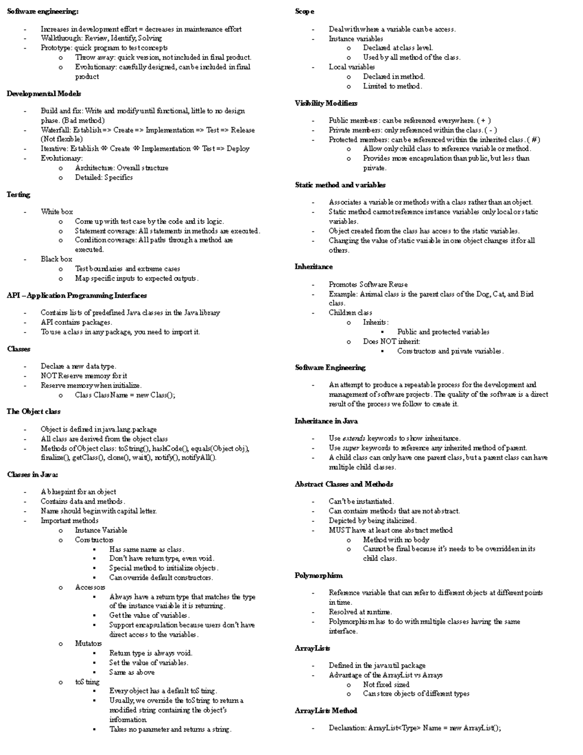 Cheat Sheet v3 - Study Guide - Software engineering: Increases in ...