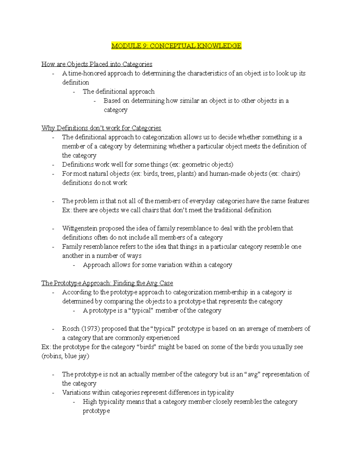 Module 9 - Notes from textbook week 9 - MODULE 9: CONCEPTUAL KNOWLEDGE ...