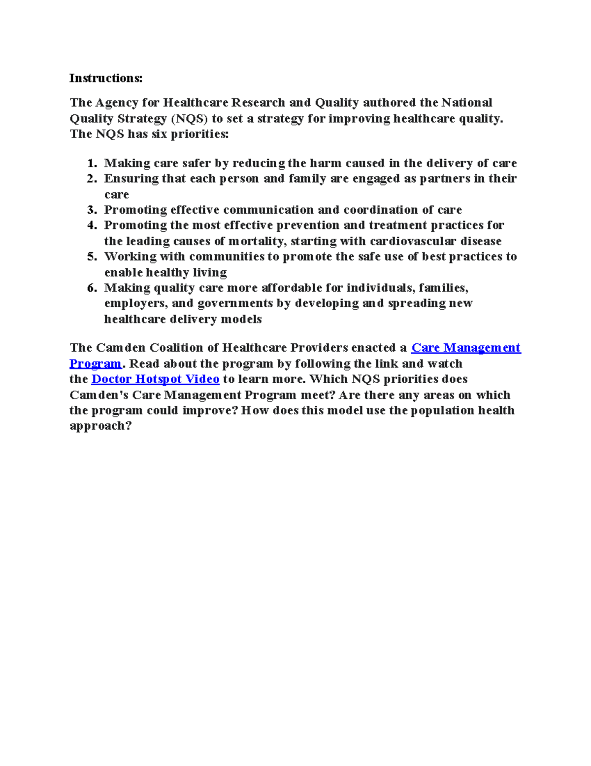 5-1 discussion - Instructions: The Agency for Healthcare Research and ...