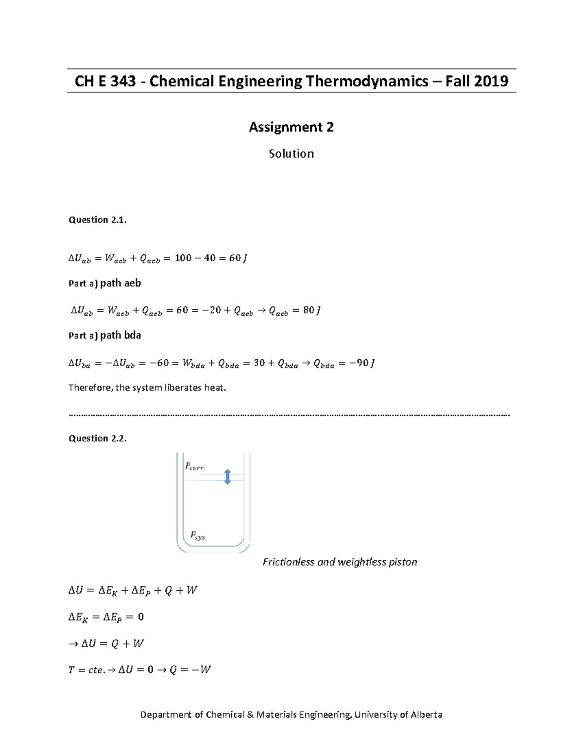 CH E 343 Assignment 02 Solutions - Warning: TT: undefined function: 32 Warning: TT: undefined ...