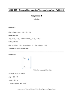 Chapter 4: Thermodynamics - Ch E343 - Ch. 4 Thursday, September 21 ...