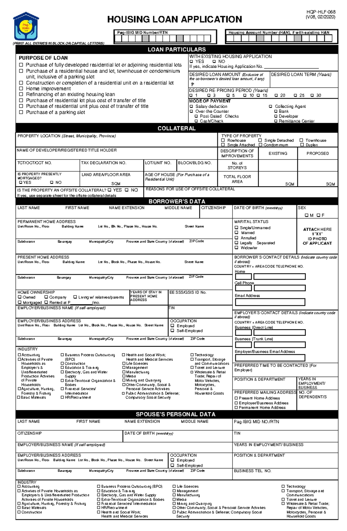 HLF068 Housing Loan Application V08 - HQP-HLF- (V08, 02/2020) LOAN ...