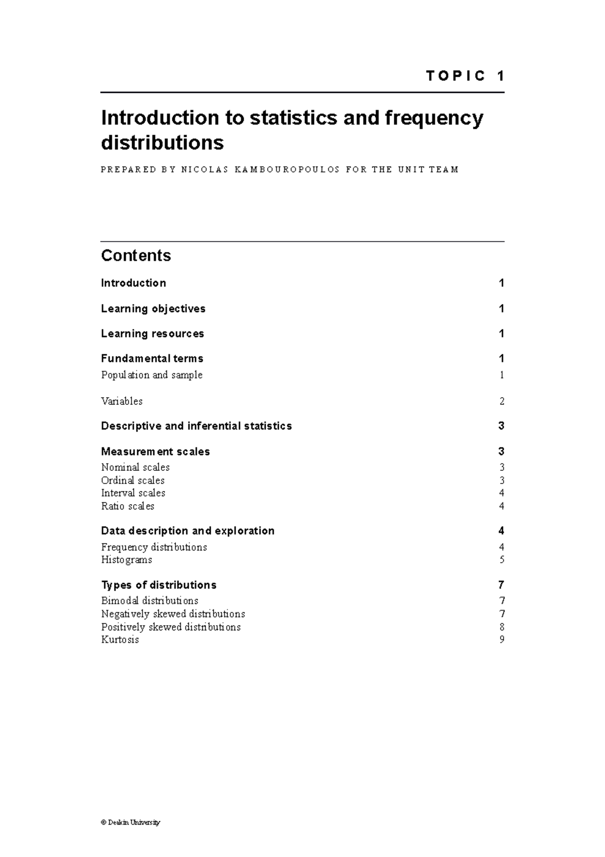 W1 Study Guide - Summary of Week 1 content - Introduction to statistics ...