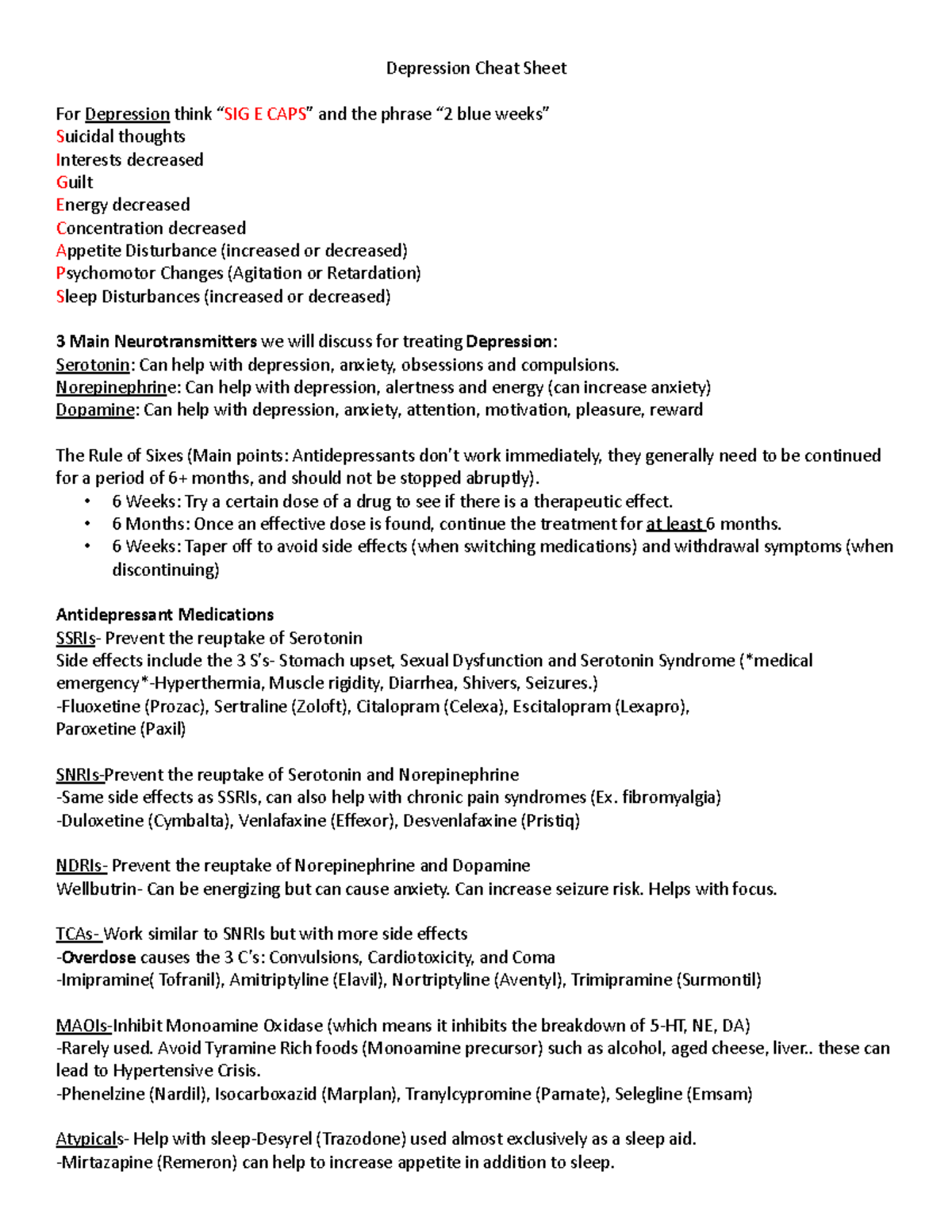 Mood+Disorders+Cheat+Sheet - Depression Cheat Sheet For Depression think