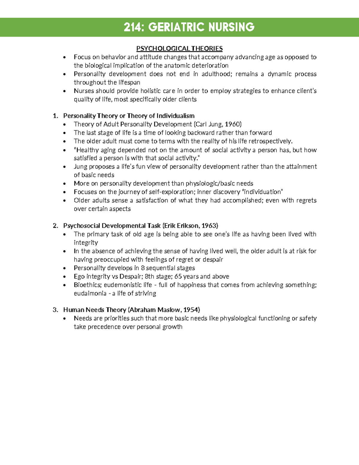 Geriatrics_Psychological, Sociological, AND Nursing Theories ...