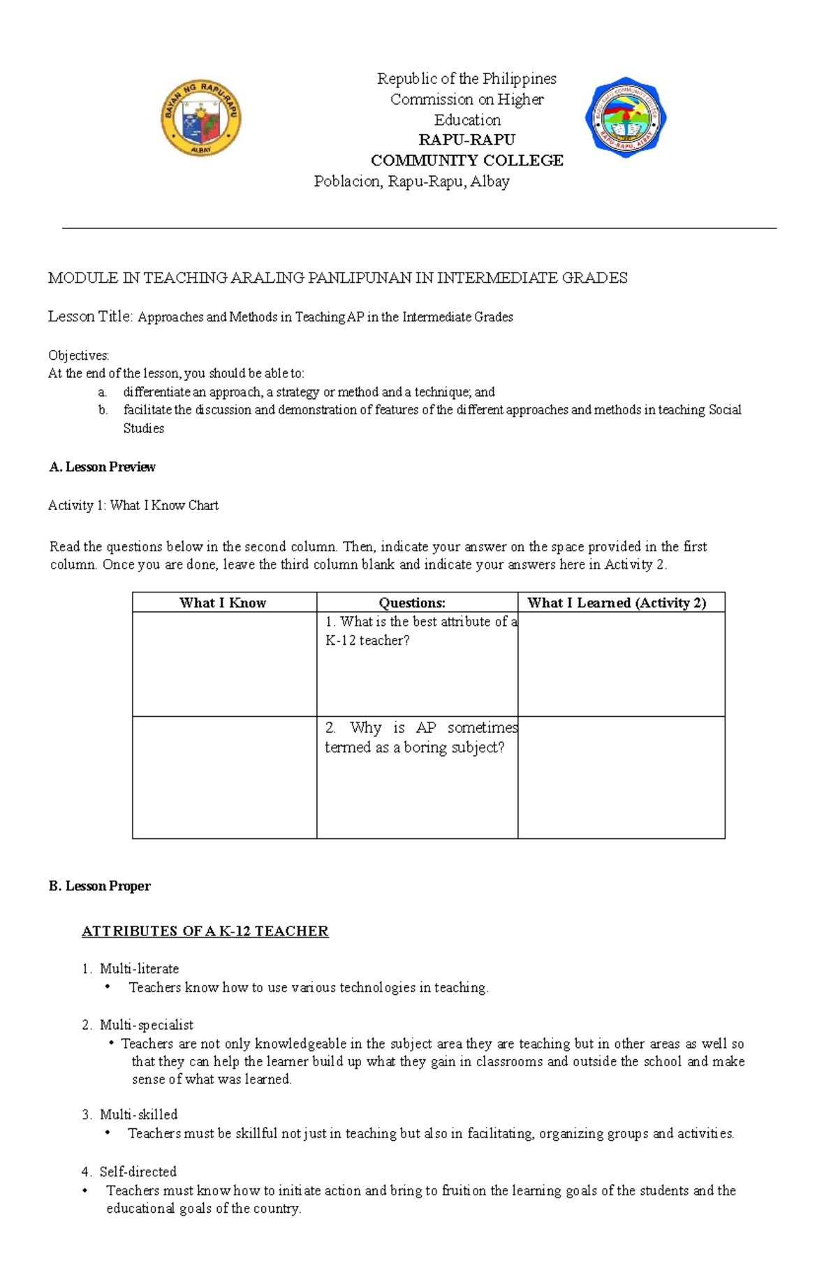 Social Studies Module SEPT 11 2024 - Republic of the Philippines ...