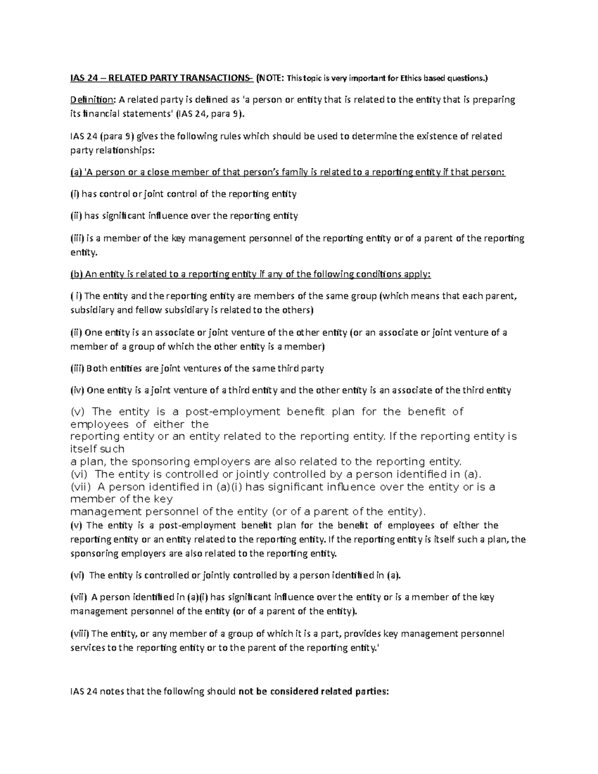 IAS 24- Related Parties - IAS 24 – RELATED PARTY TRANSACTIONS- (NOTE ...