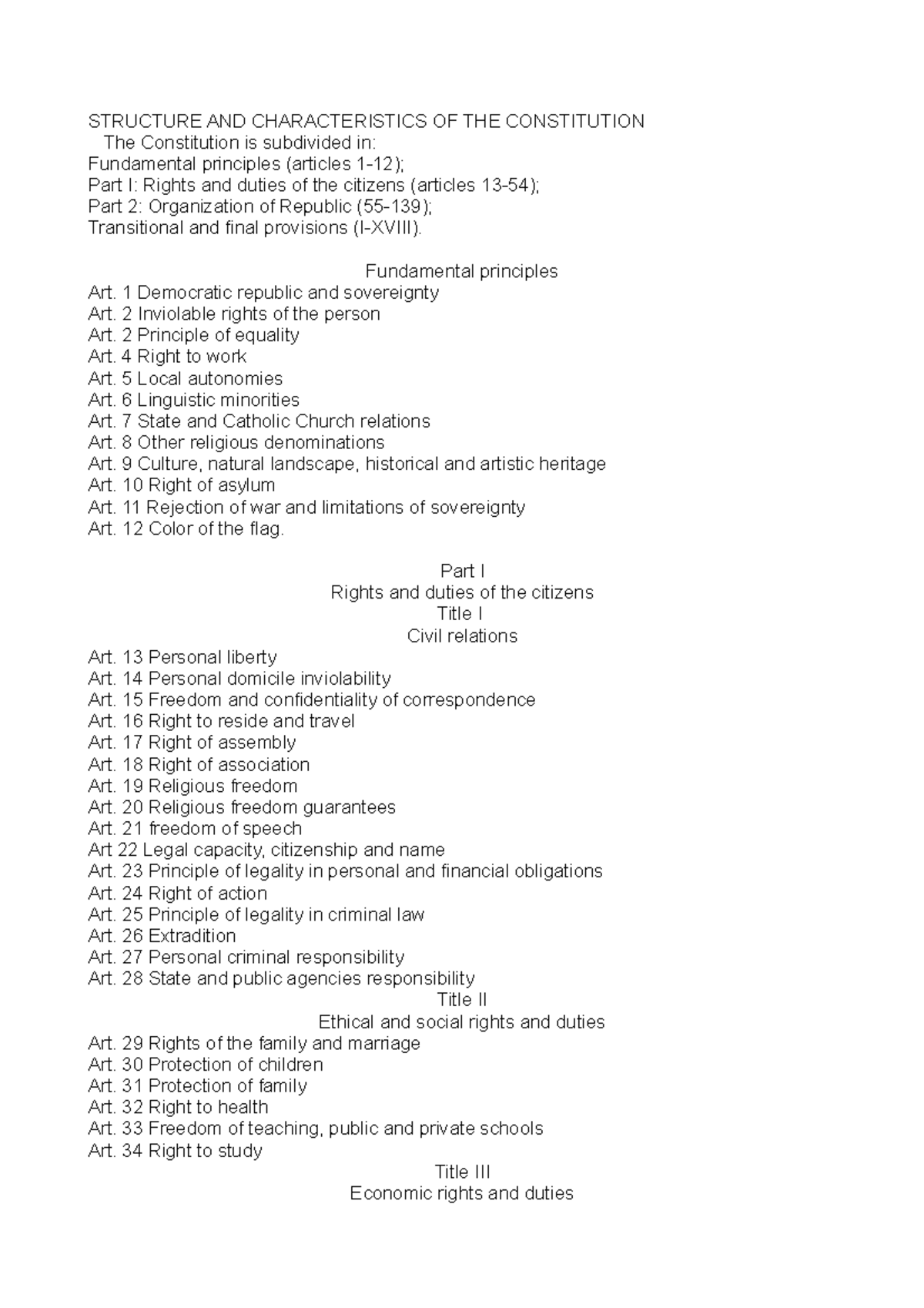 Structure AND Characteristics OF THE Constitution - STRUCTURE AND ...