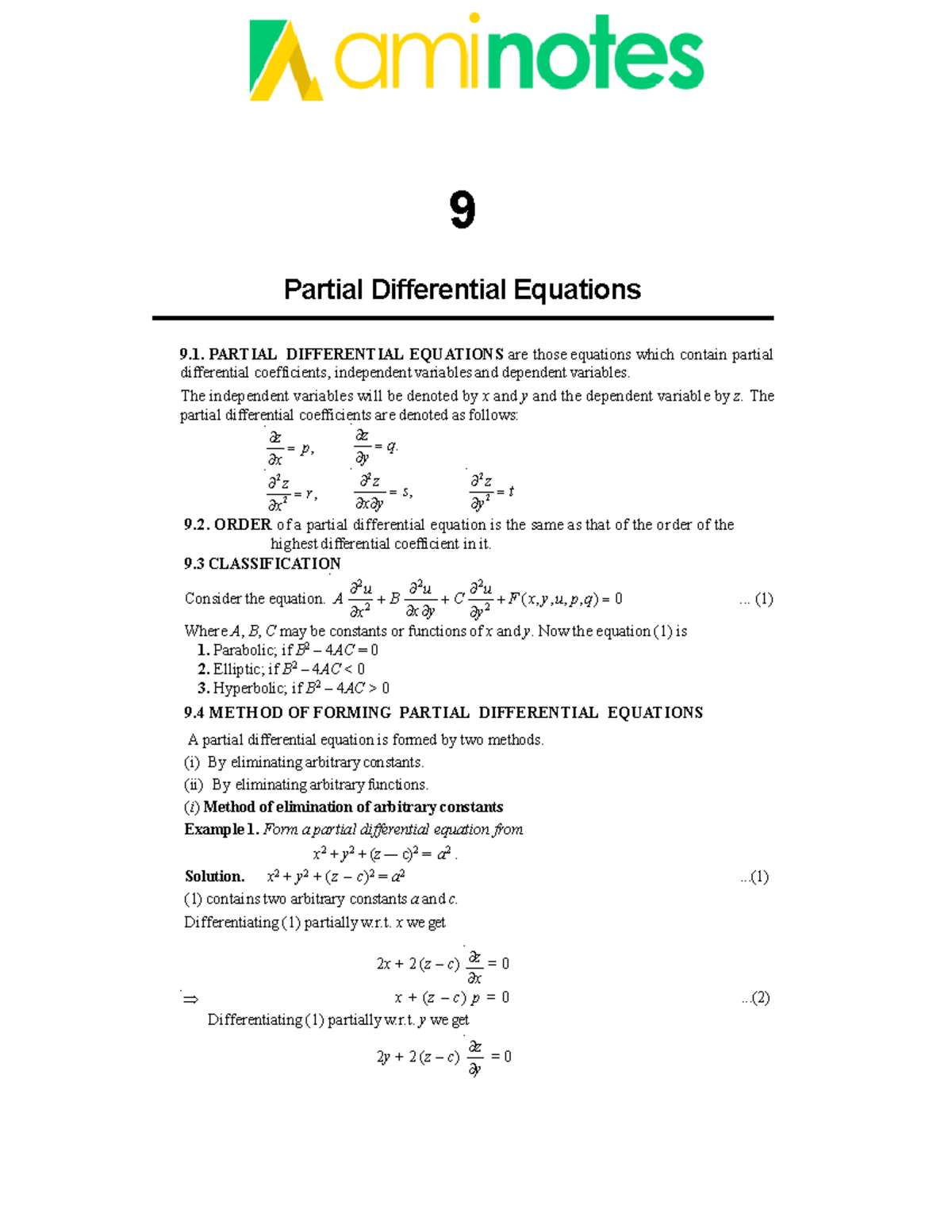 Module 2 - 9 Partial Differential Equations PARTIAL DIFFERENTIAL ...