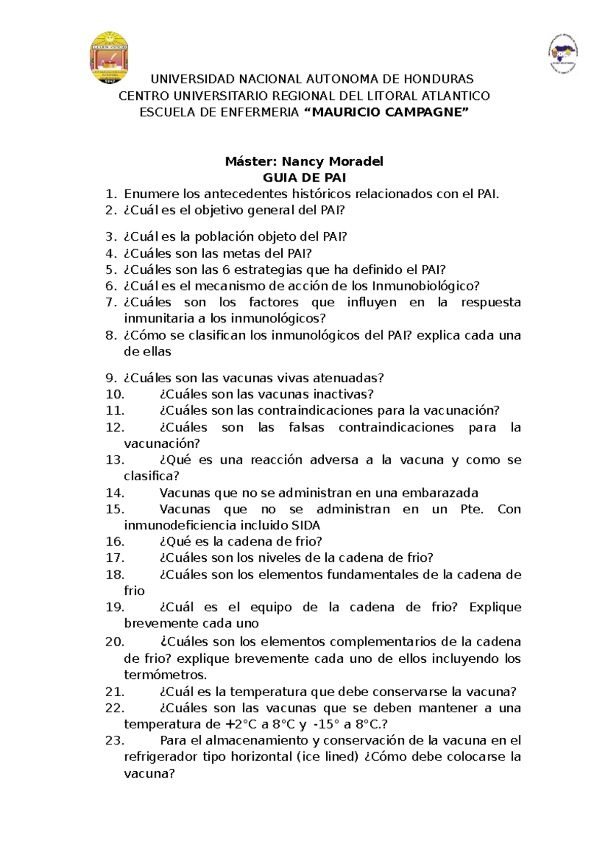 GUIA DE PAI SOC. II 2023 - UNIVERSIDAD NACIONAL AUTONOMA DE HONDURAS ...