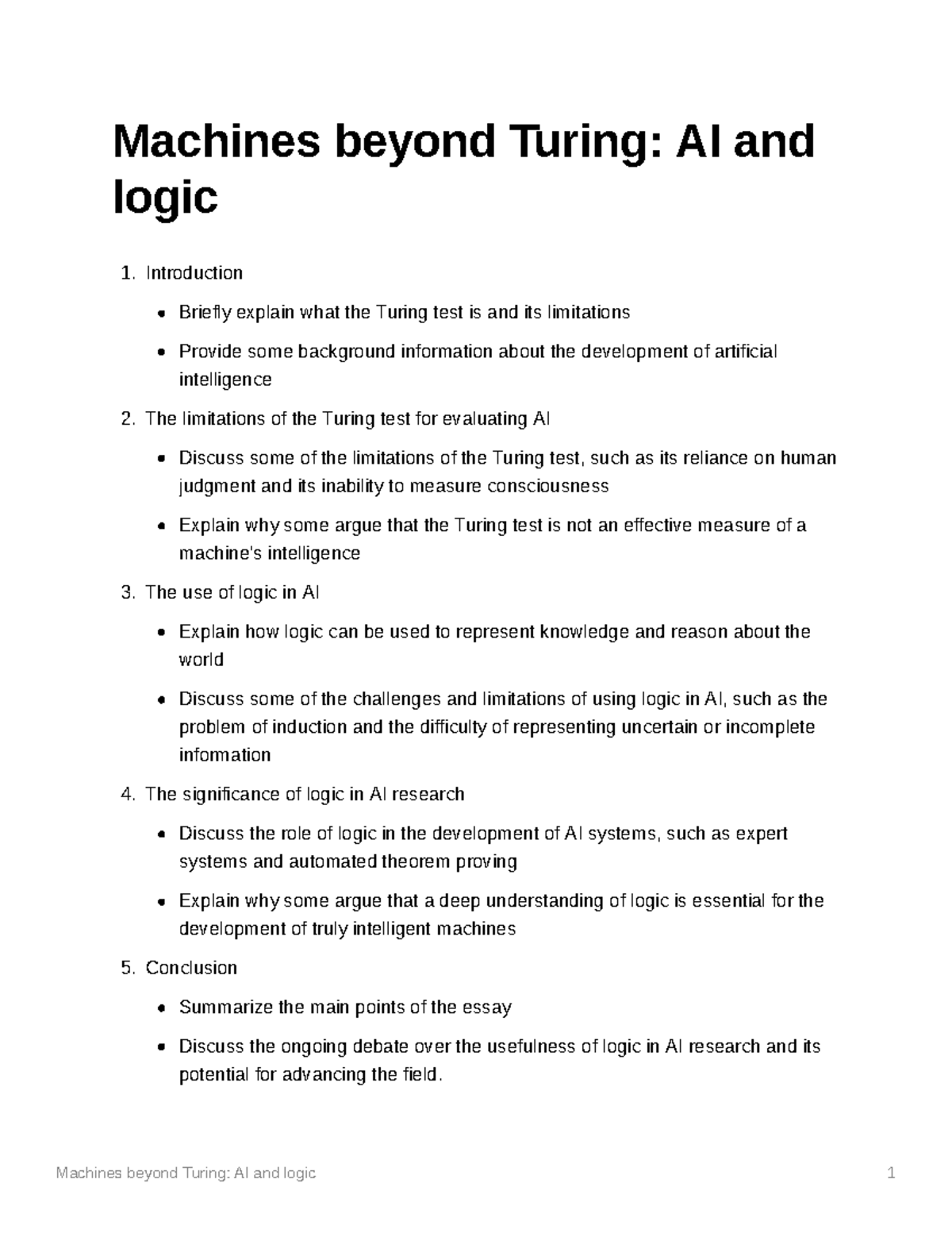 Machines beyond Turing AI and logic - Studocu