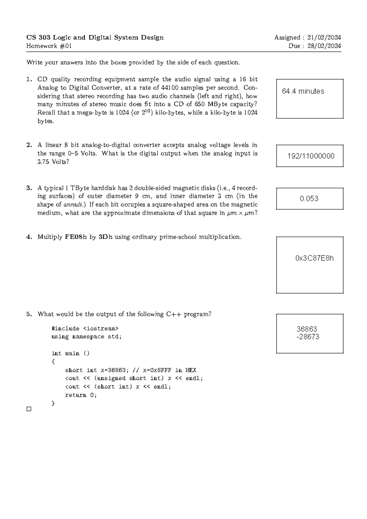 Irmak Sözen first hw - 1st hw solutions - CS 303 Logic and Digital ...