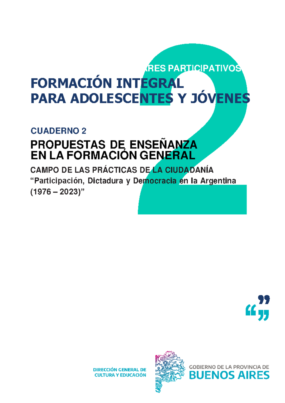 Formación Integral para Adolescentes y Jovenes. Cuaderno 2 para ...